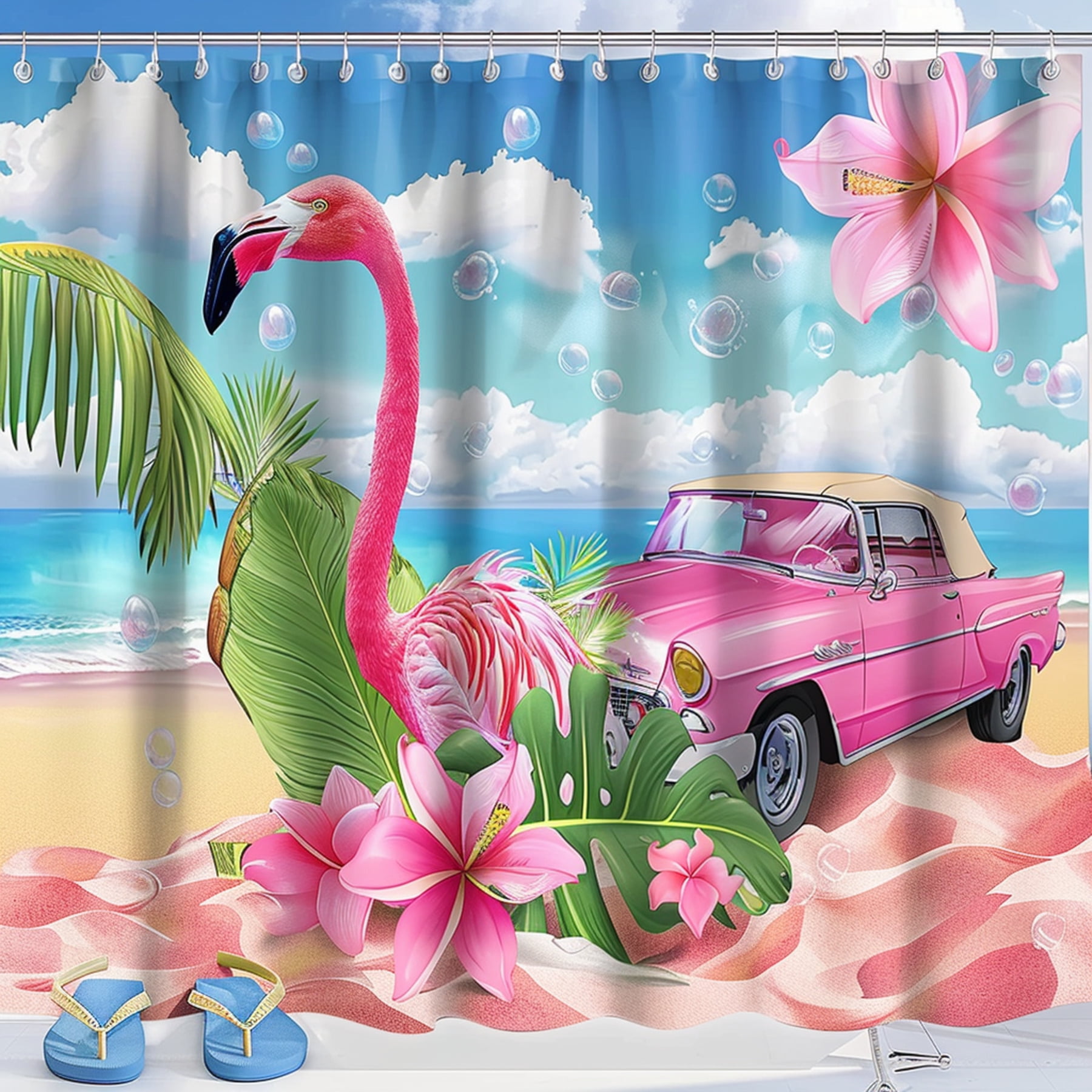 Flamingo And Cactus Bathroom Set Tropical Oasis With Watercolor Flair