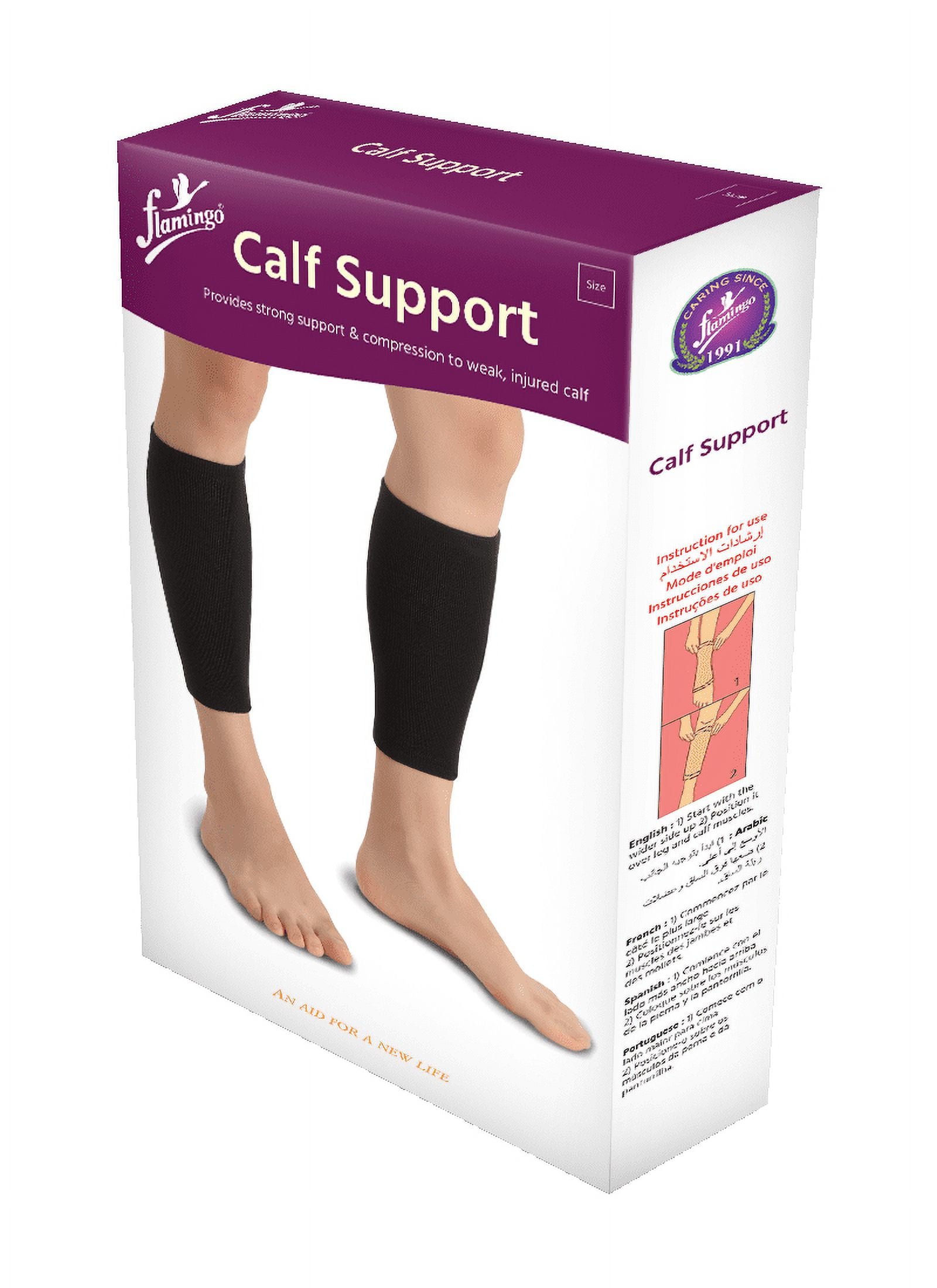 Flamingo Calf Support Compression Sleeves, Calf Pain Relief, BLACK ...