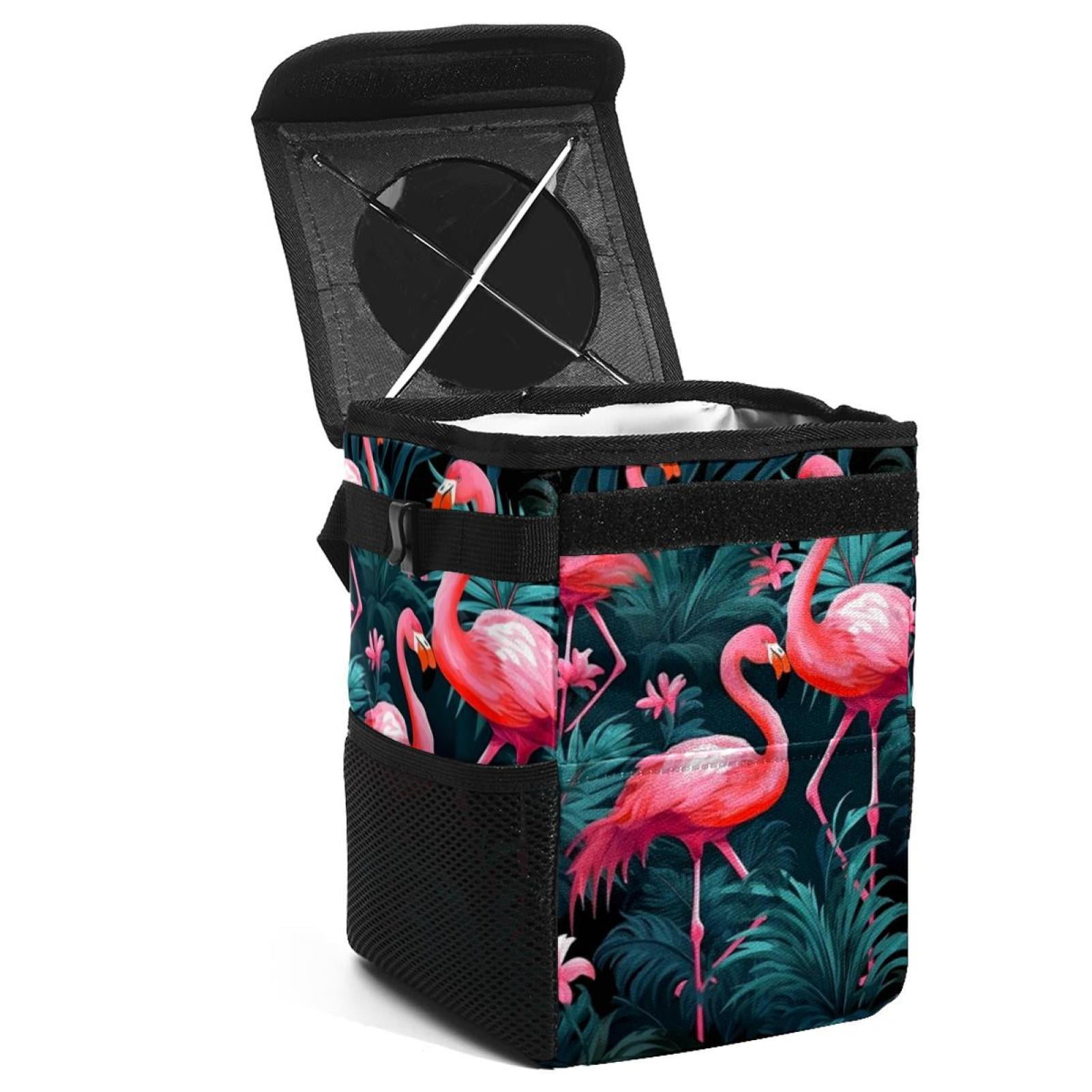 Flamingo Car Trash Bin - Foldable with Lid, Leak-Proof, Hanging Storage ...
