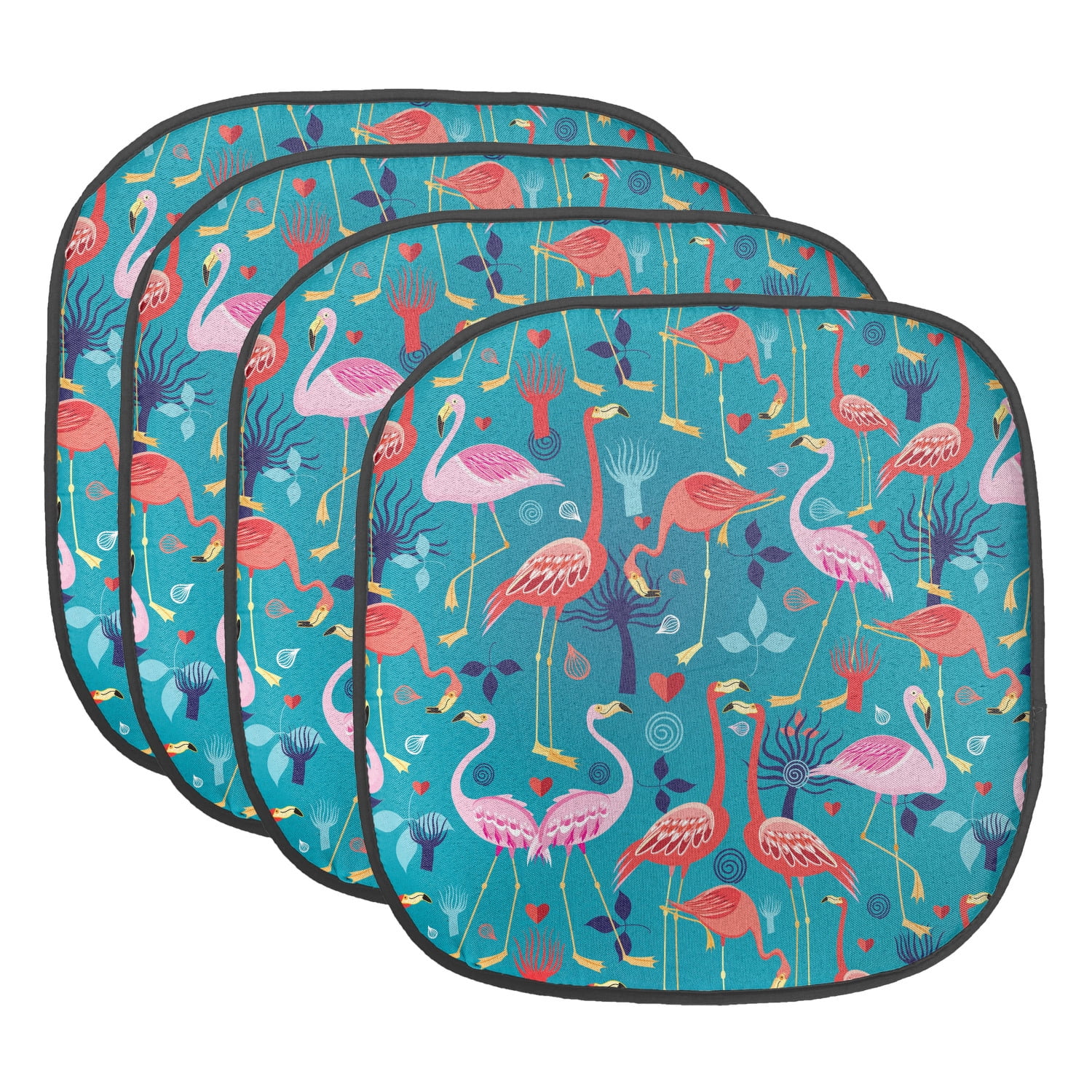 Flamingo Chair Seating Cushion Set of 4, Colorful Interpretation of ...