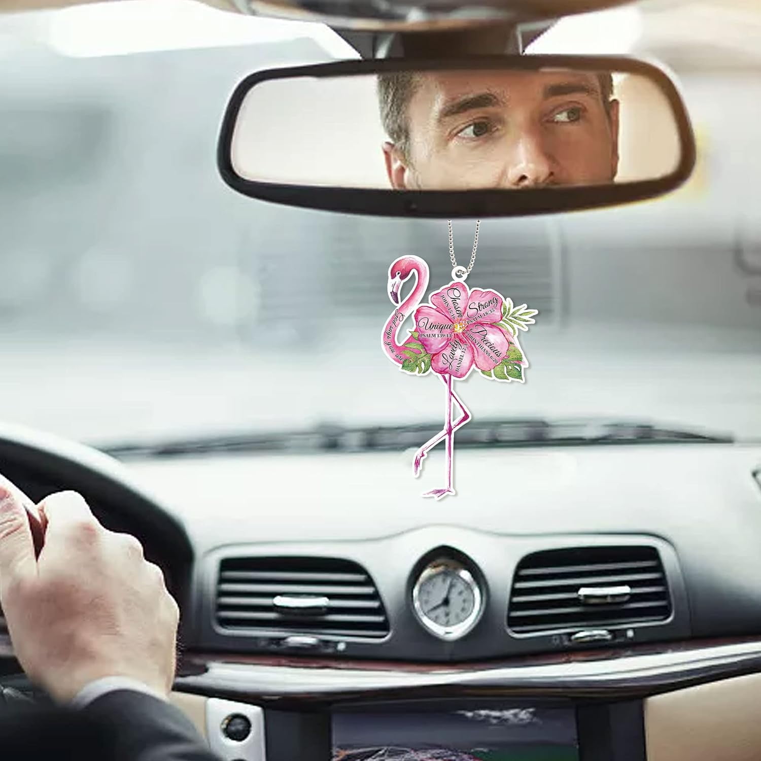 Flamingo Charm Pendant Decoration Car Rear View Mirror Accessories 2D ...