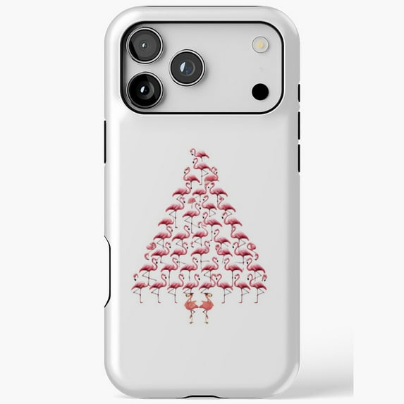 Flamingo Christmas Tree Art Case for iPhone 11 12 13 14 15 16 17 Pro ...