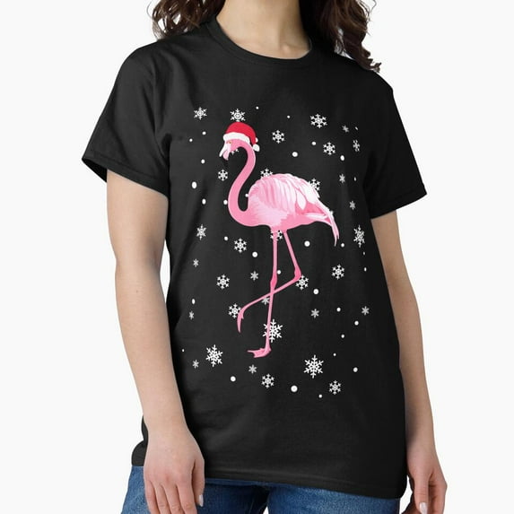 Flamingo Christmas With Snowflake Classic Festive Bird Apparel Tee Gift ...