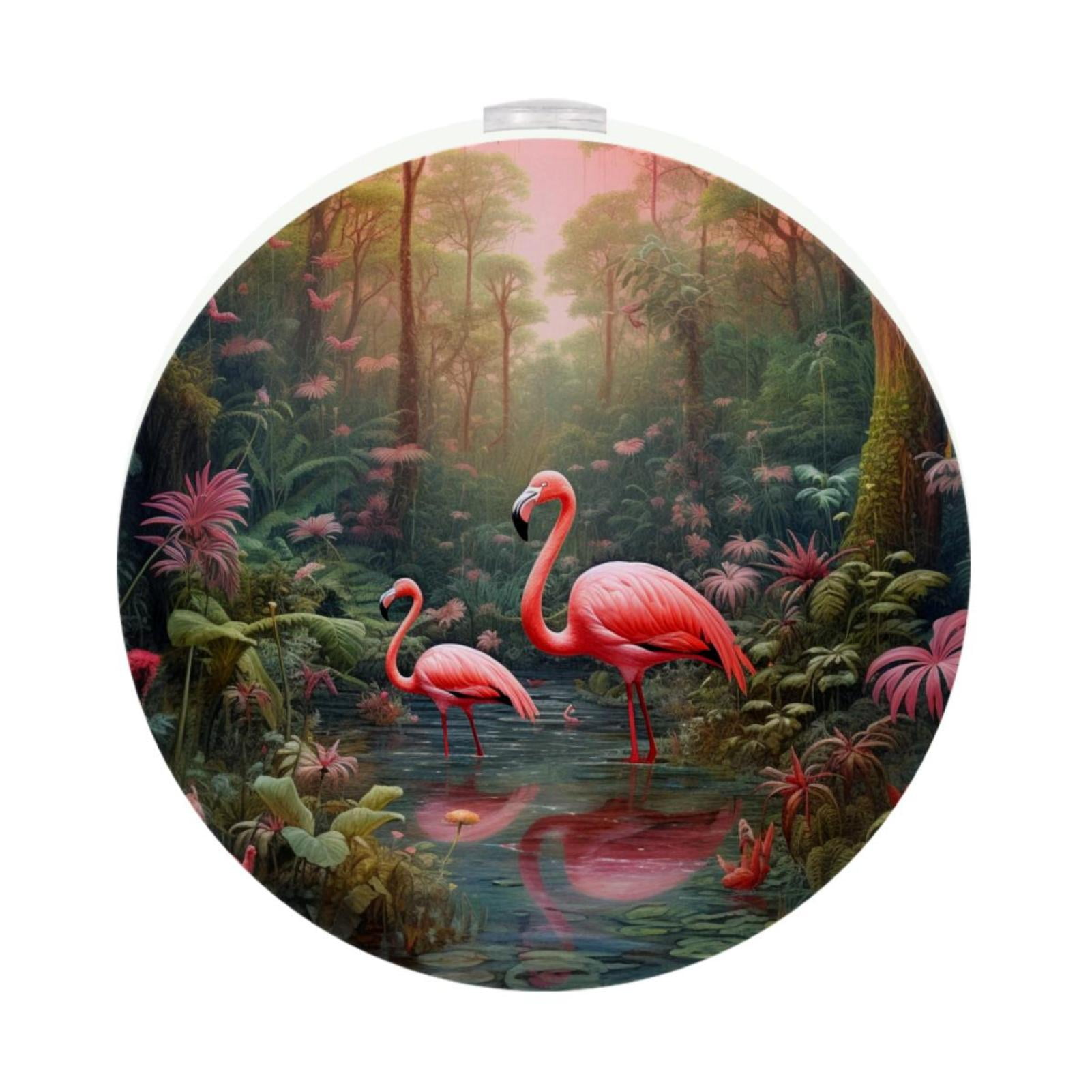 Flamingo Circle Night Light - 2 Pack, Induction Light Control, LED Chip ...