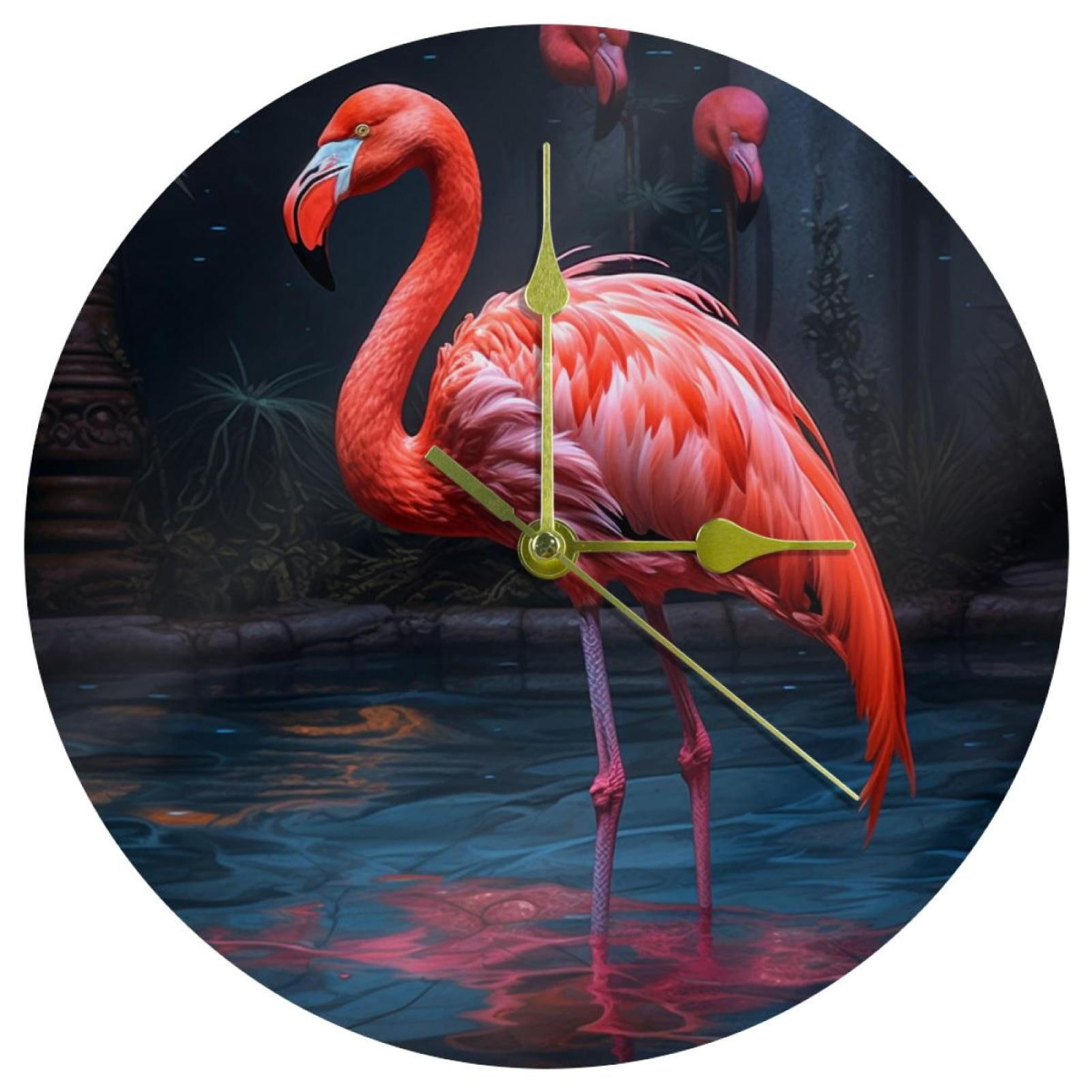 Flamingo Circular Acrylic Wall Clock - Elegant Timepiece for Home Décor ...