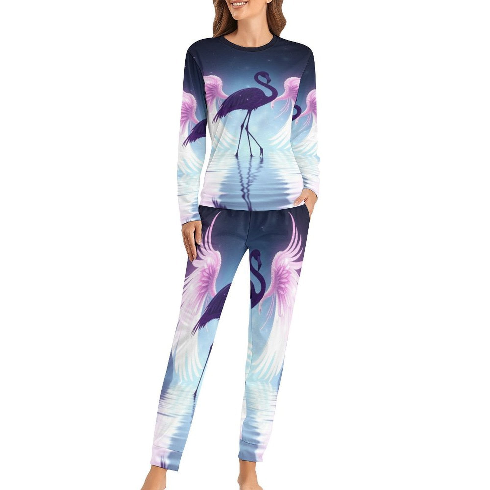 Flamingo Cosmic Wings Art Pajamas 2 Pieces Pajama Sets Woman Long ...