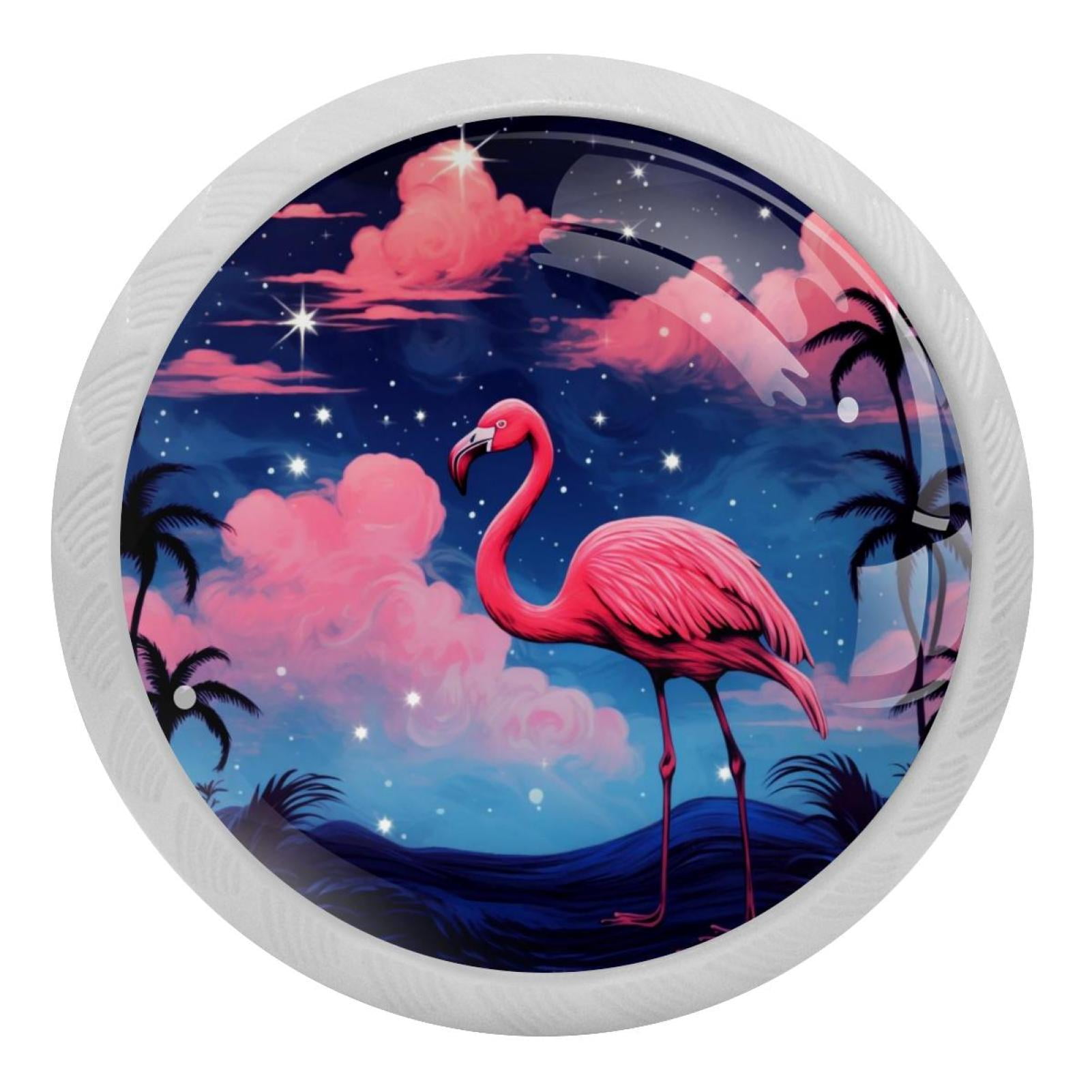 Flamingo Crystal Knobs with Screws - 4-Pack Round Fluorescent Drawer ...
