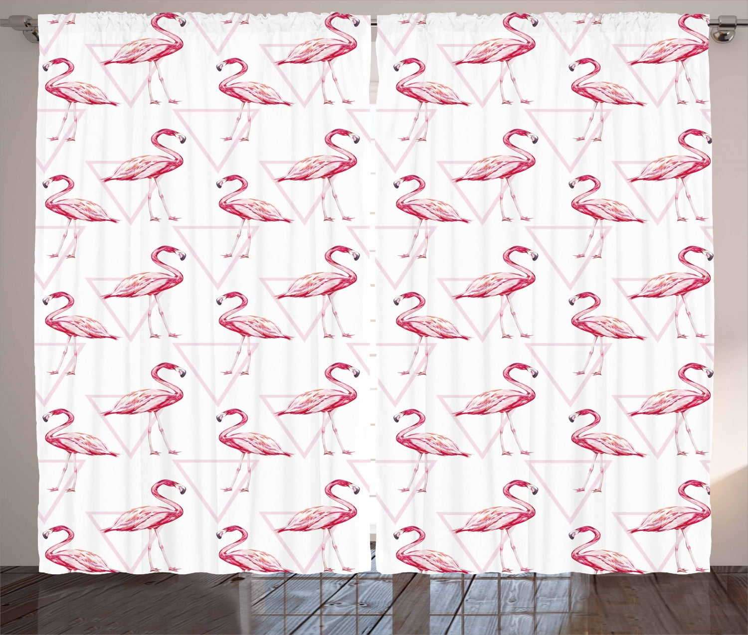 Ambesonne Flamingo Curtains 2 Panel Set, Geometric, 108" x 90", Pink ...