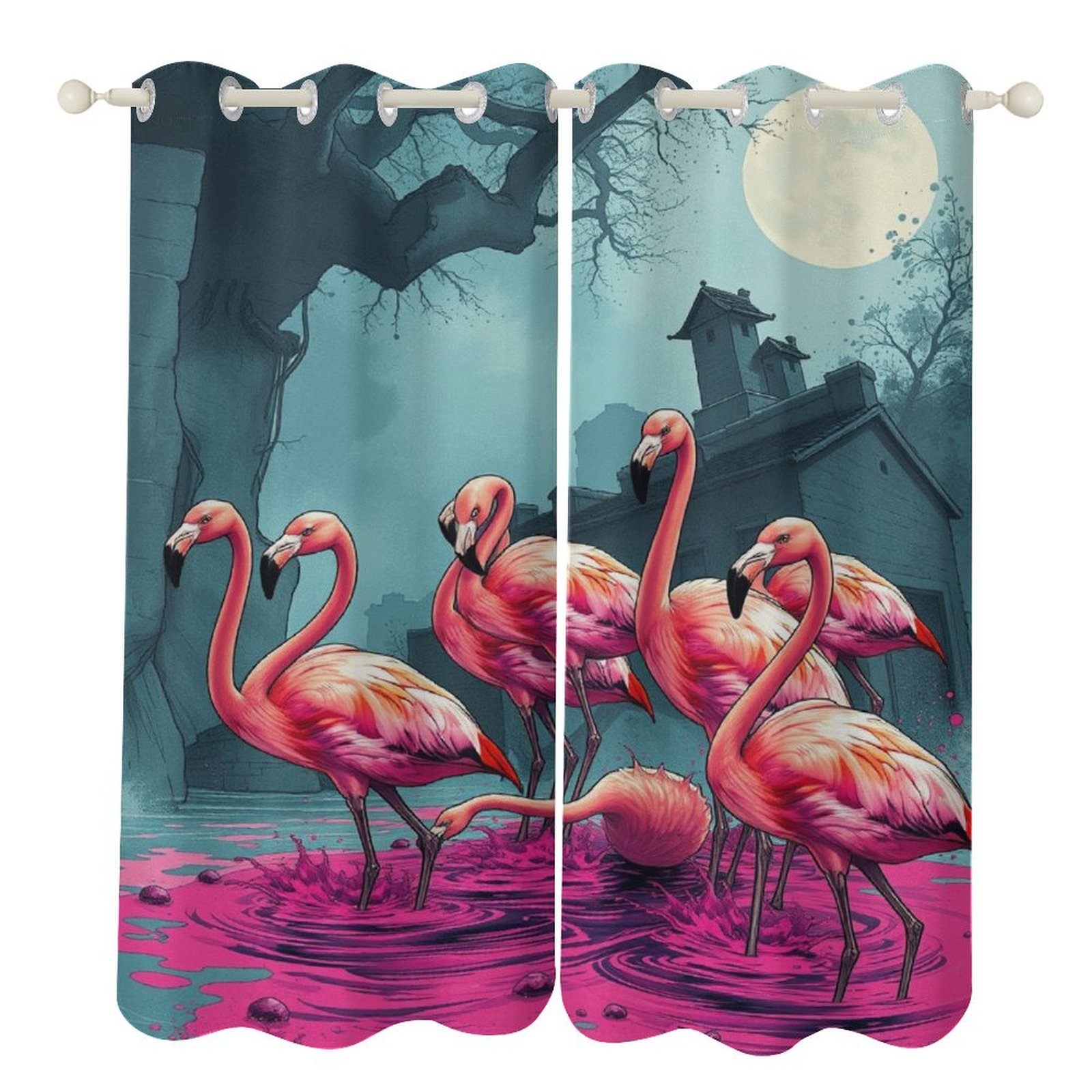 Flamingo Curtains for Bedroom Living Room Drapes Kitchen Children's ...