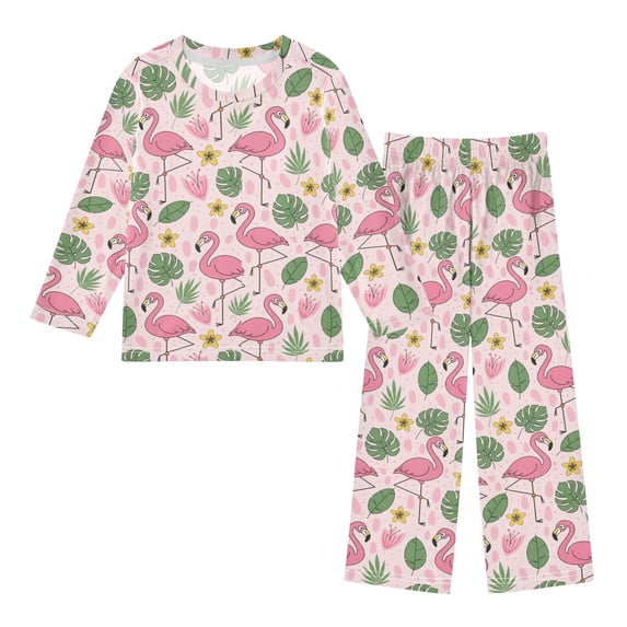 Flamingo Cute Cartoon Cozy Soft Long Sleeves Top and Pants 2 Piece Cool ...