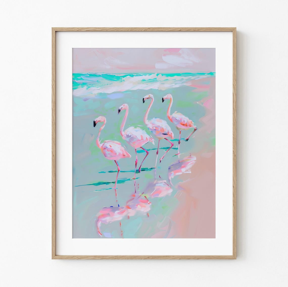 Flamingo Dance Sea Life Ocean Flamingos On Beach Colorful Pastel ...