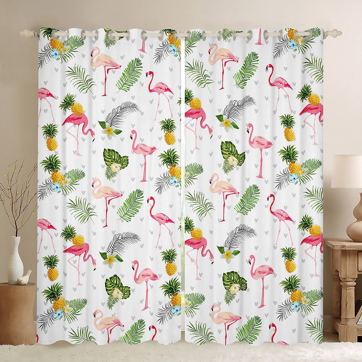 Flamingo Decor Curtains Pink Flamingo 30%-50% Blackout Curtains Women ...