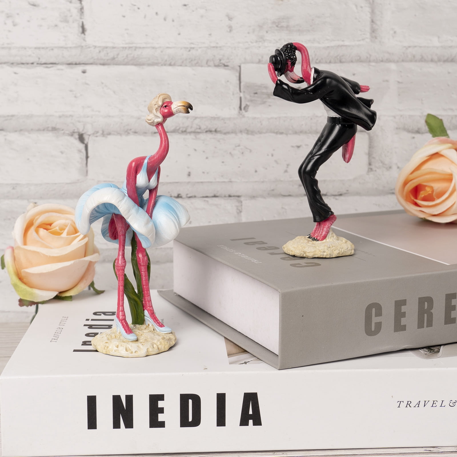 Flamingo Decor, Resin Mr and Mrs Pink Flamingo Statue Indoor Decoration ...