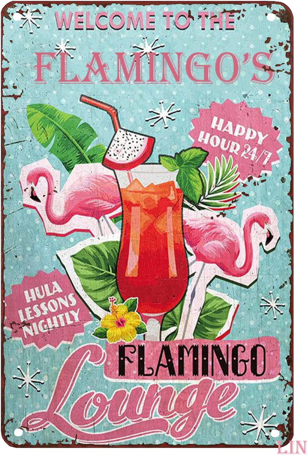Flamingo Decor Welcome to The Flamingo Lounge Classic Tin Signs Vintage ...