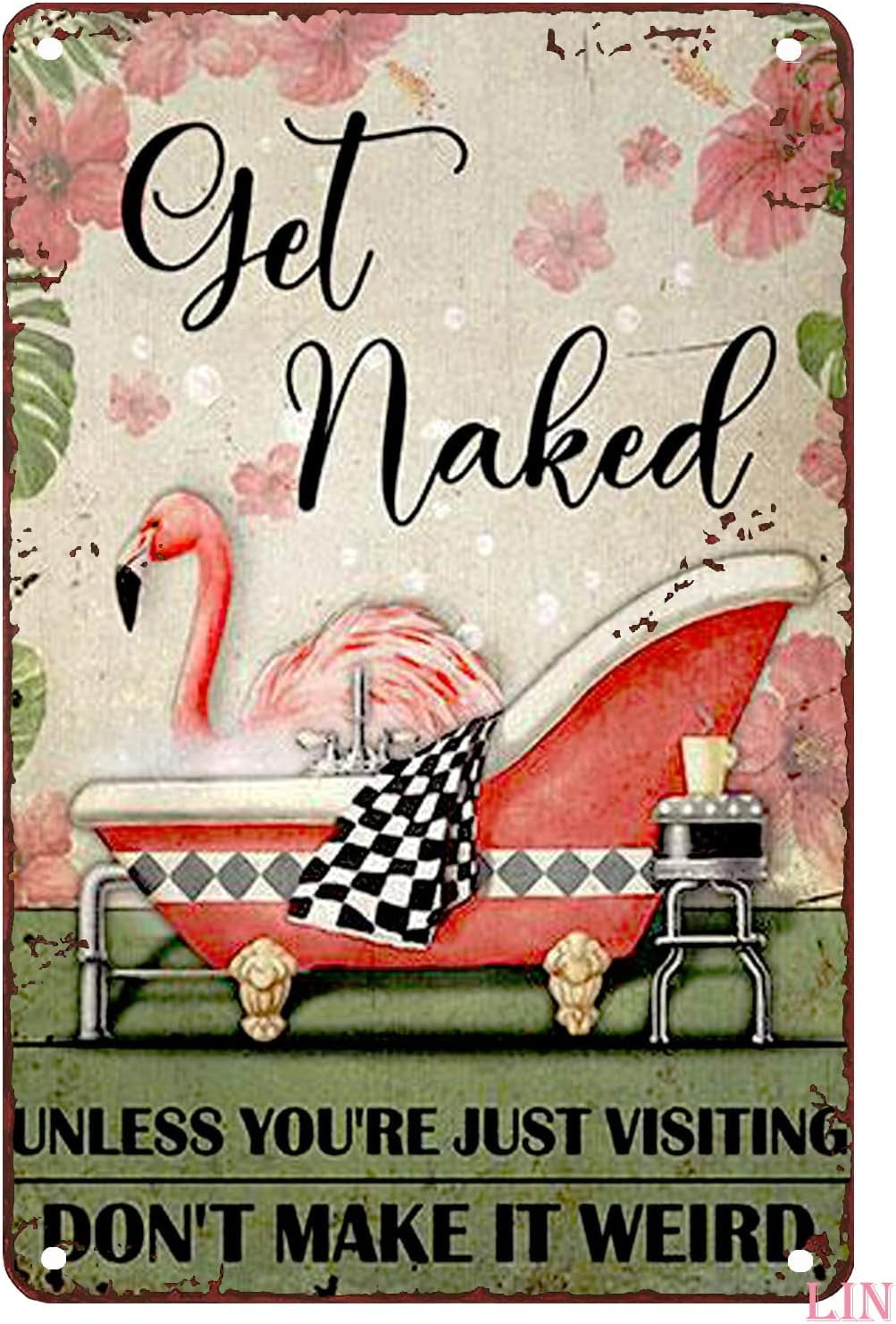 Flamingo Decorations Table Flamingo In Bath Get Naked Metal Signs ...