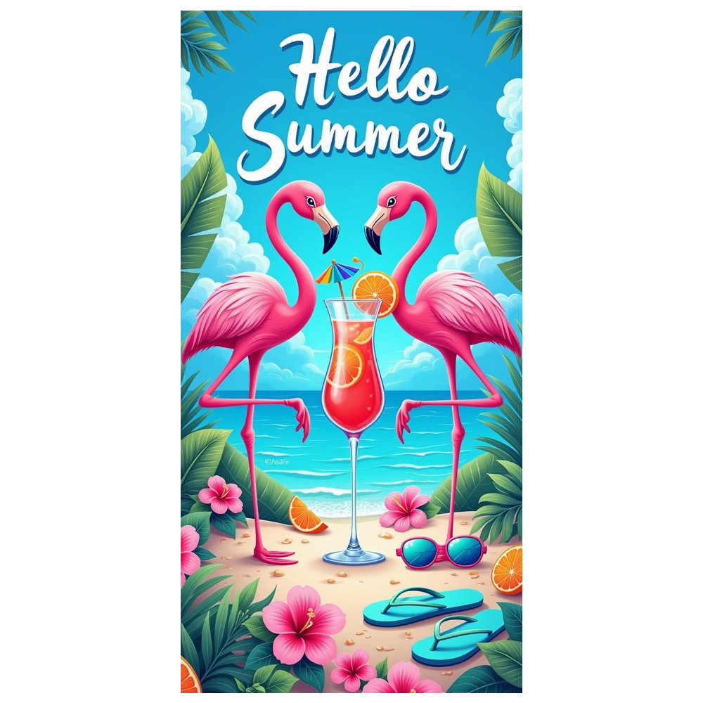 Flamingo Design Summer Banner Tropical Beach Theme Colorful Print Ocean ...
