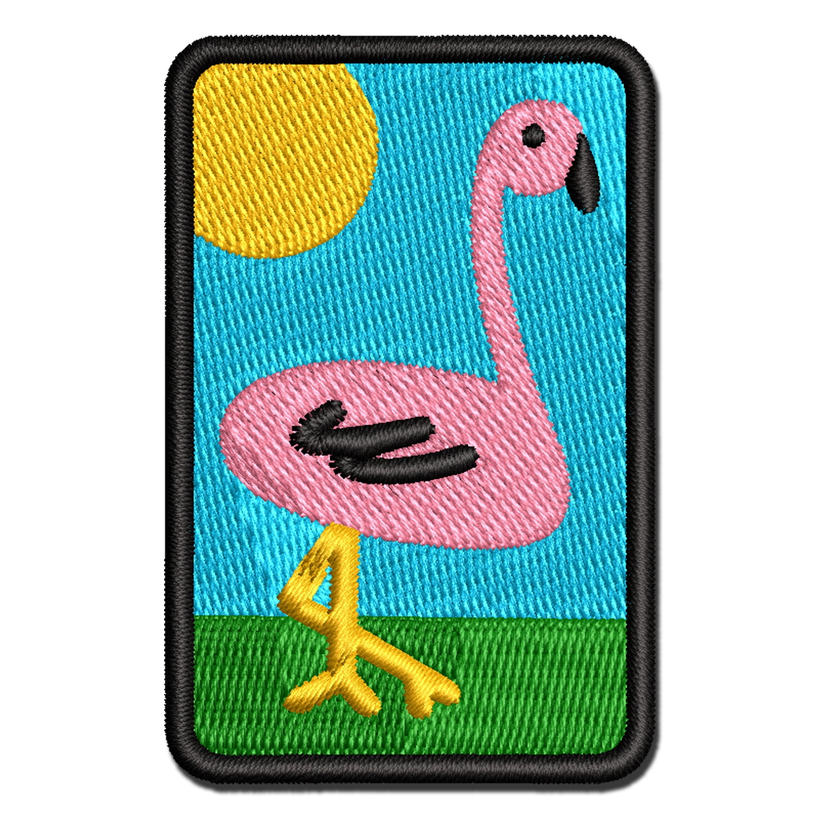 Flamingo Doodle Applique Multi-Color Embroidered Iron-On Patch - 3.5 ...
