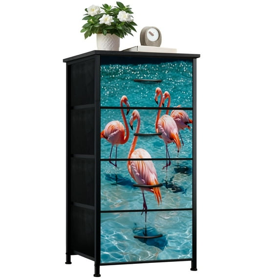 Flamingo Dresser for Bedroom with 4 Storage Drawers Pink Funny Birds ...