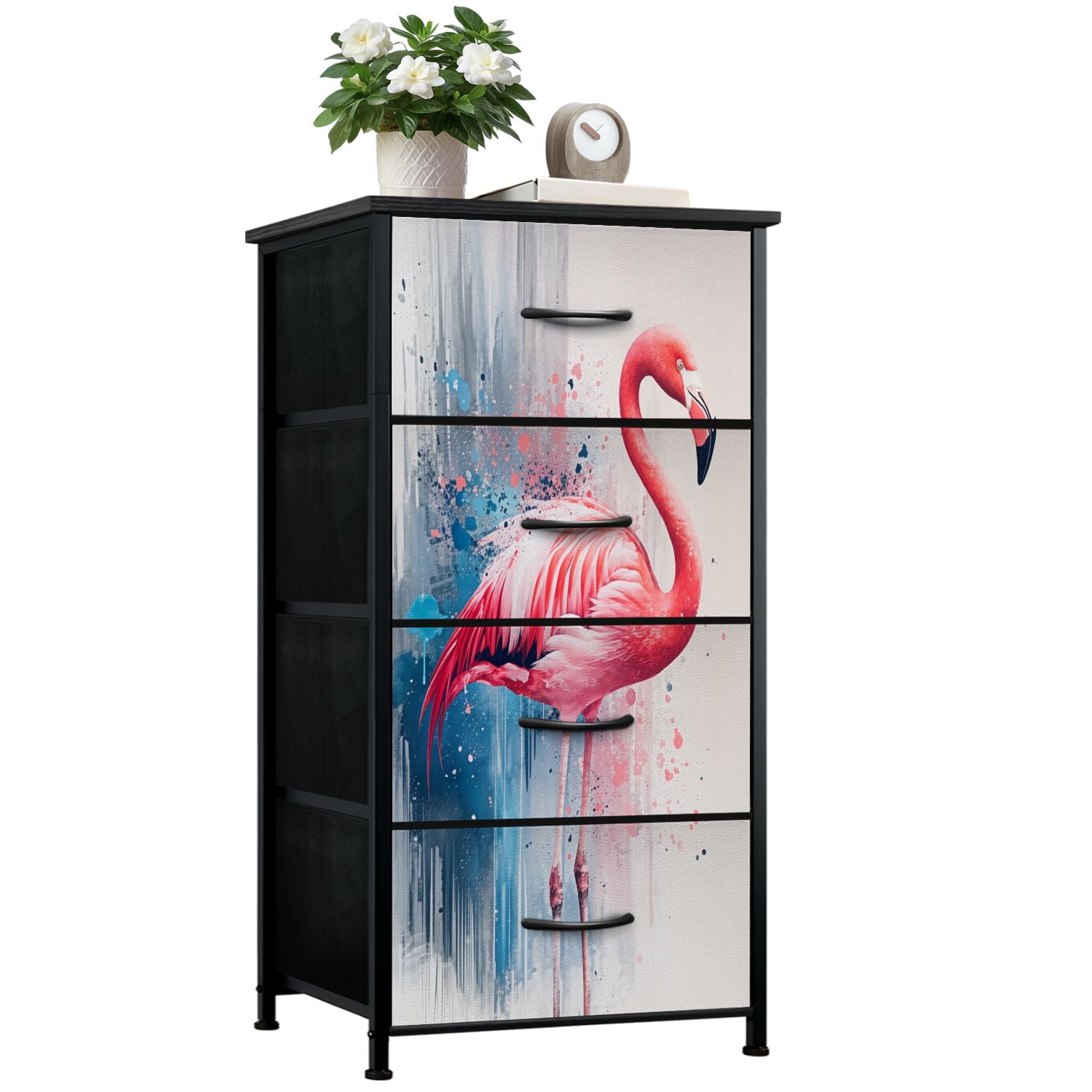 Flamingo Dresser for Bedroom with 4 Storage Drawers Rustic Farmhouse ...