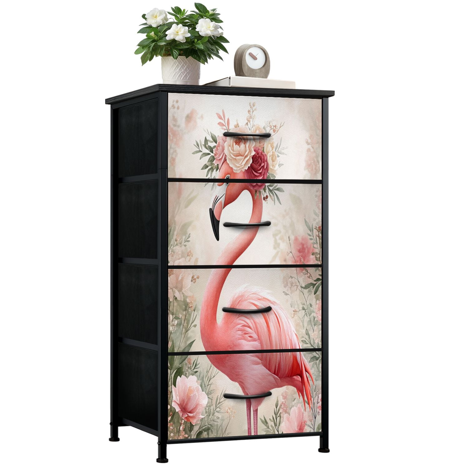 Flamingo Dresser for Bedroom with 4 Storage Drawers Tropical Animal ...