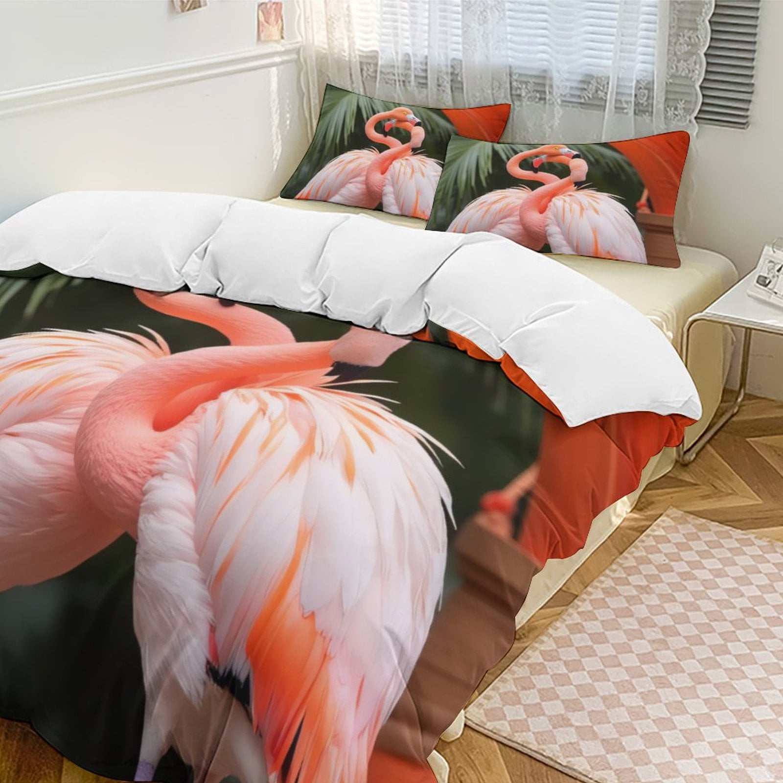 Flamingo Duo in Bloom 3D Duvet Cover Set Quilt Cover Theme of Kid Boy ...