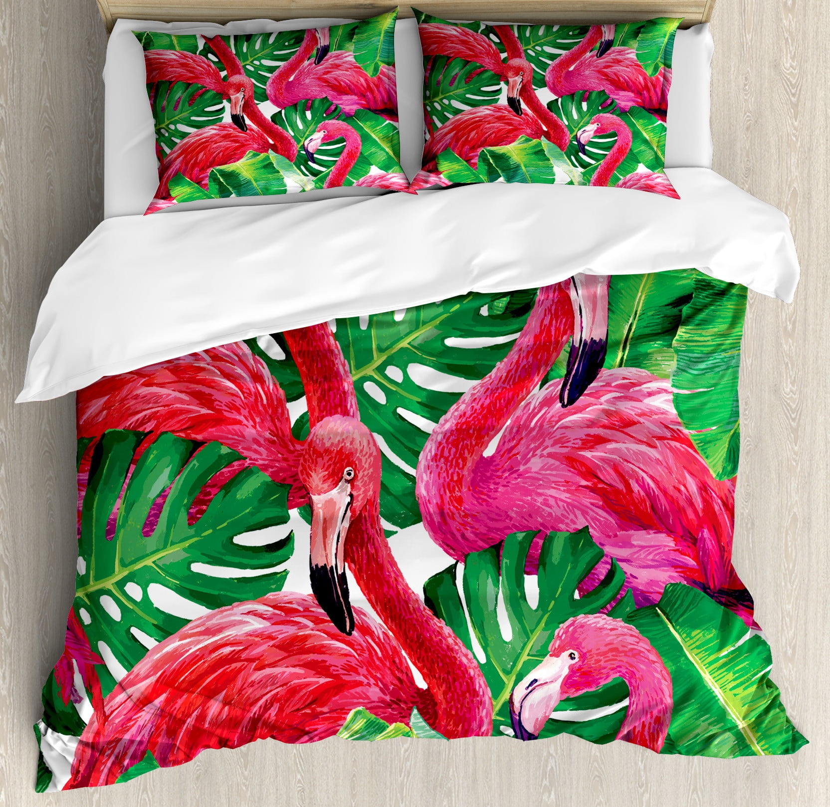 Flamingo Duvet Cover Set, Flamingos Sitting on Macro Tropic Exotic ...