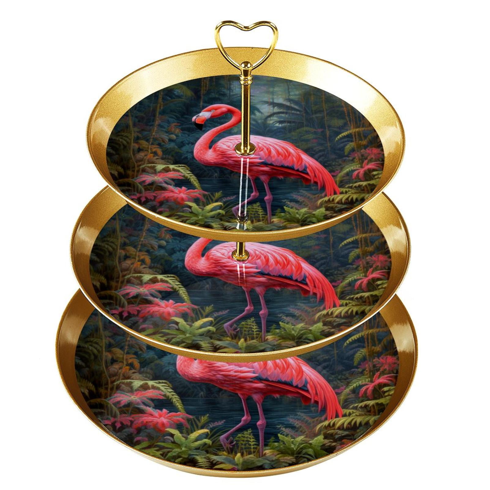 Flamingo Elegant Cupcake Stands with Plastic Discs and Iron Pillars for ...