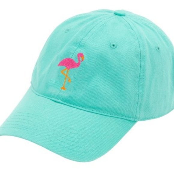 Flamingo Embroidery Mint Green Hot Pink Flamingo Cap Cotton Adjustable ...