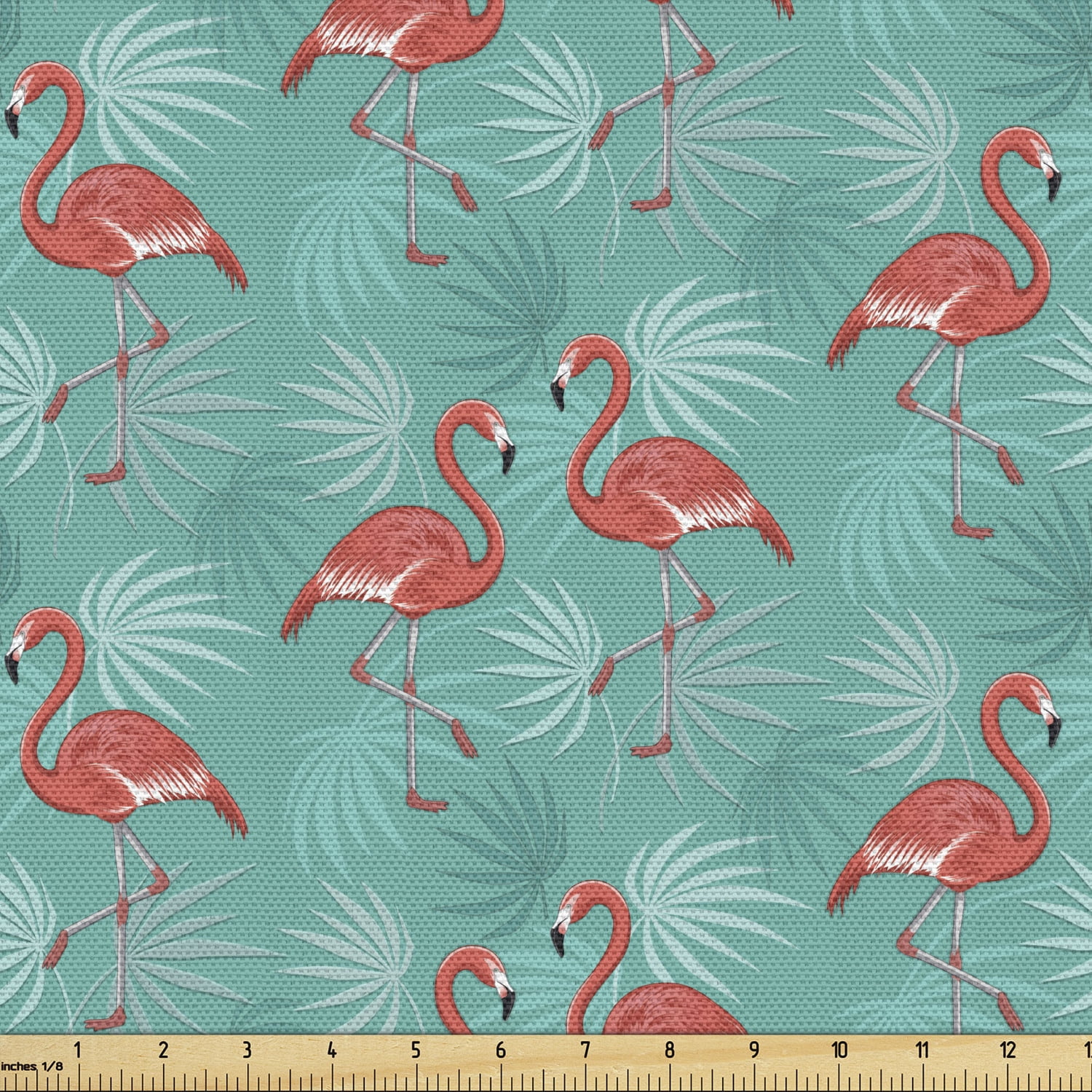 Flamingo Fabric by the Yard, Tropical Birds with Hawaiian Foliage ...