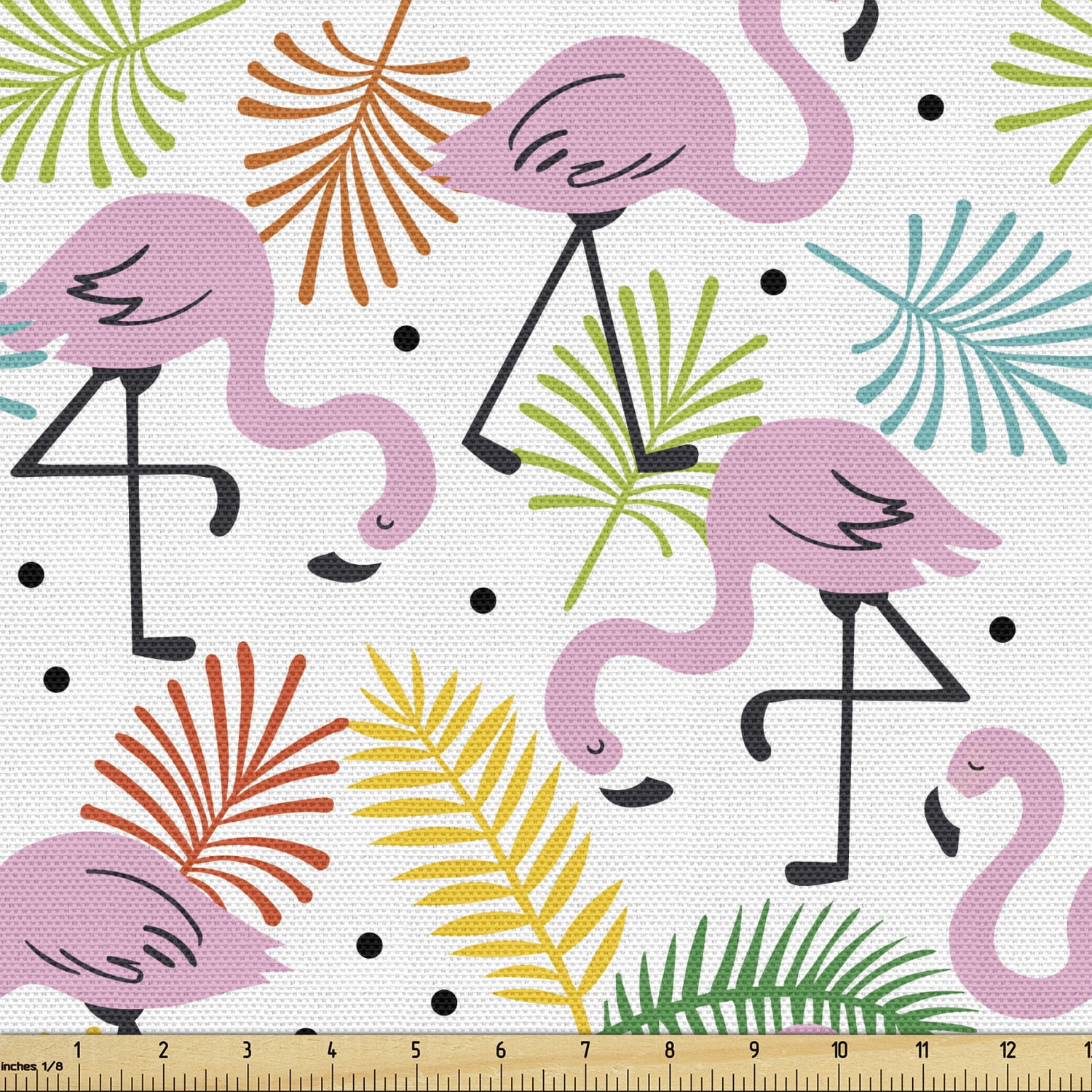 Ambesonne Flamingo Fabric by the Yard Upholstery, Summer Birds and ...