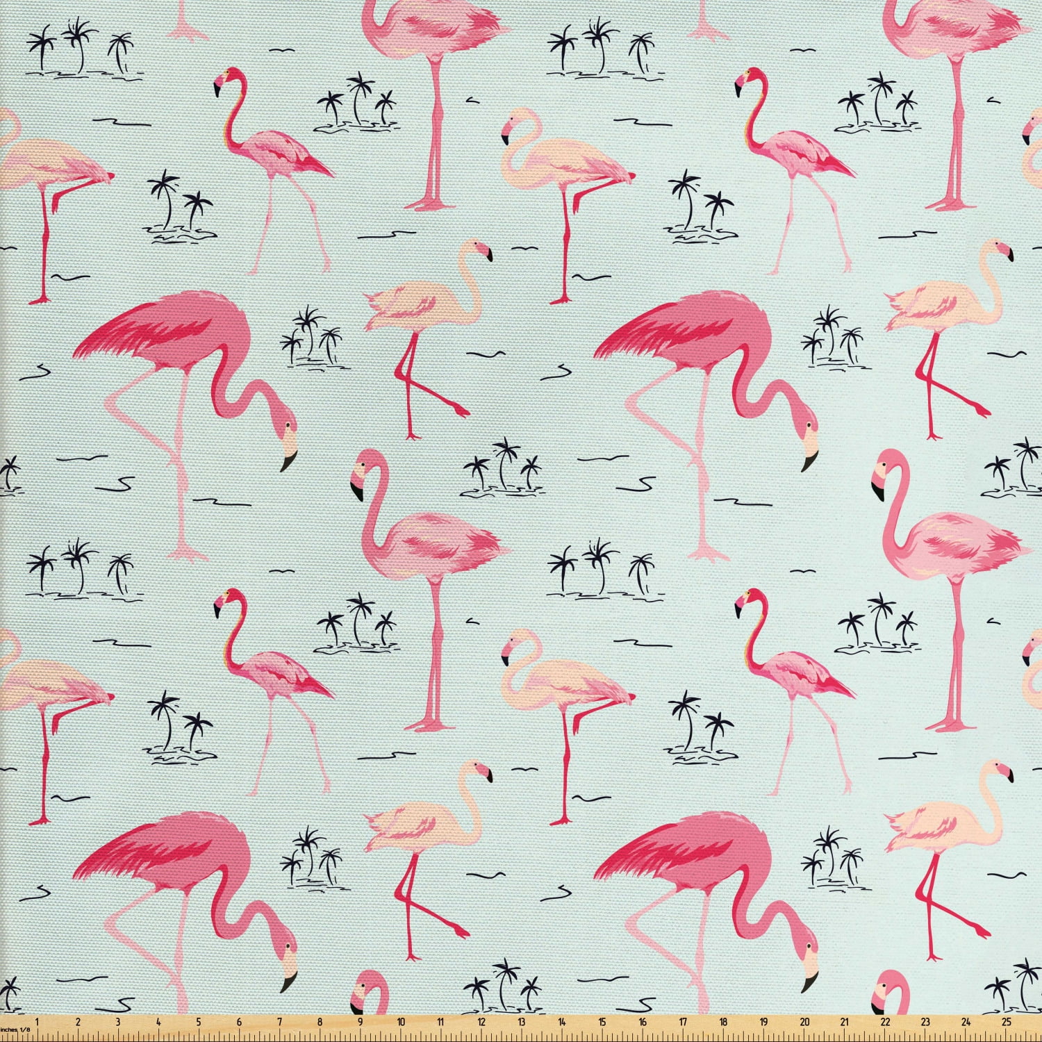 Flamingo Fabric by the Yard, Tropical Summer Exotic Birds and Palms ...