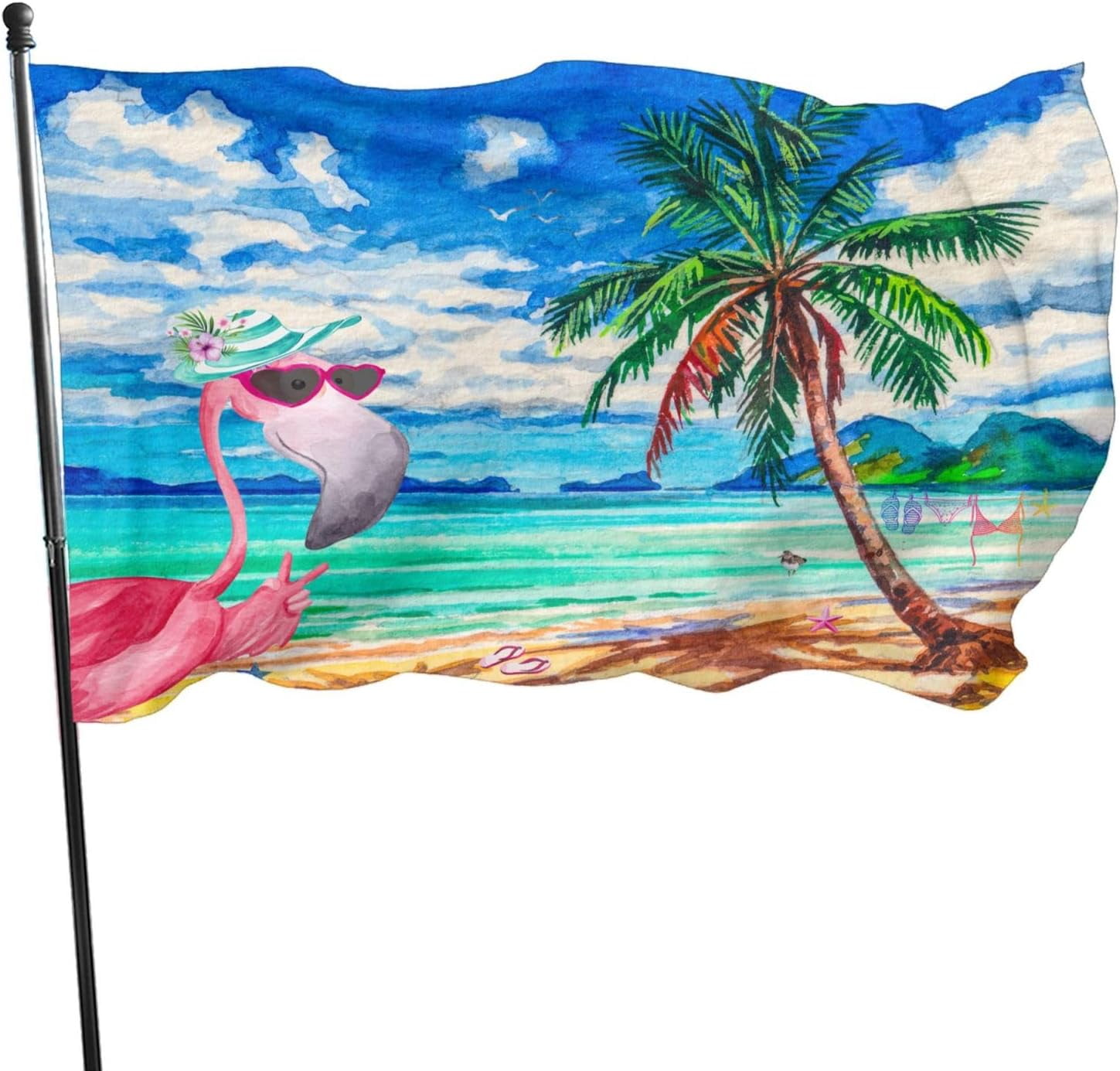 Flamingo Flag 4x6 ft Outdoor Outside With Grommets Spring Summer Palm ...