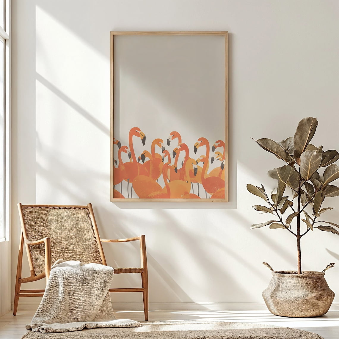 Flamingo Flock Nursery Wall Art, Kids Tropical Bird Poster, Printable ...