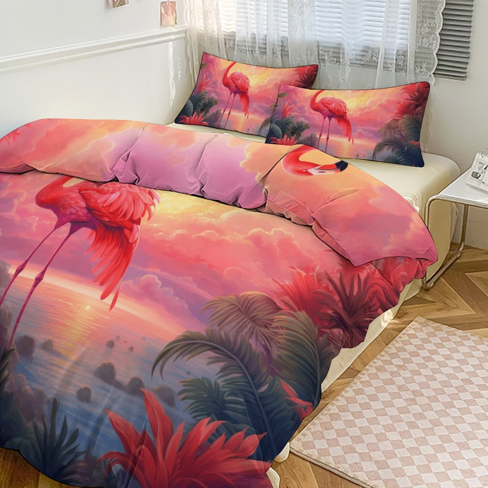 Flamingo Flower Tropical 3D Duvet Cover Set Quilt Cover Theme of Kid ...