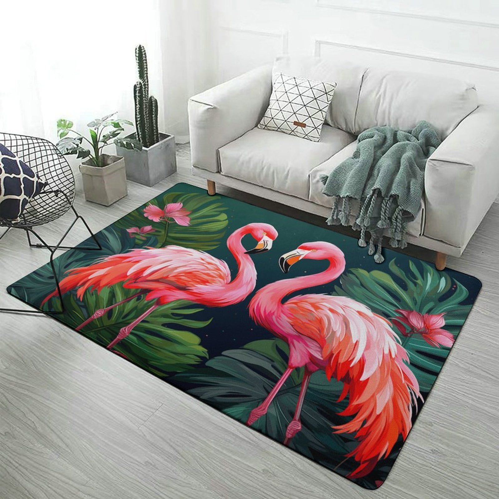 Flamingo Flower Tropical Area Rugs Carpet Suitable for Living Room ...