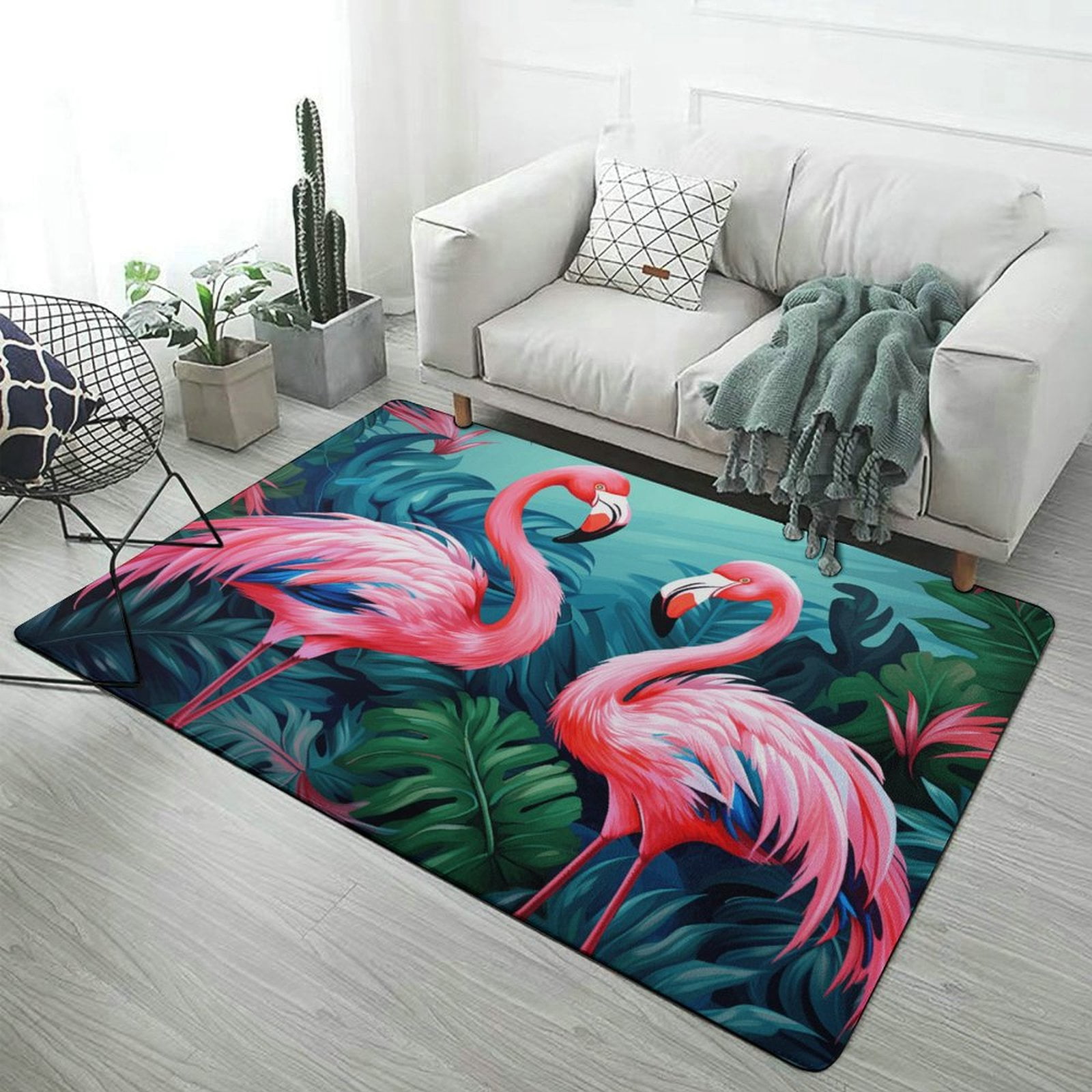 Flamingo Flower Tropical Area Rugs Carpet Suitable for Living Room ...