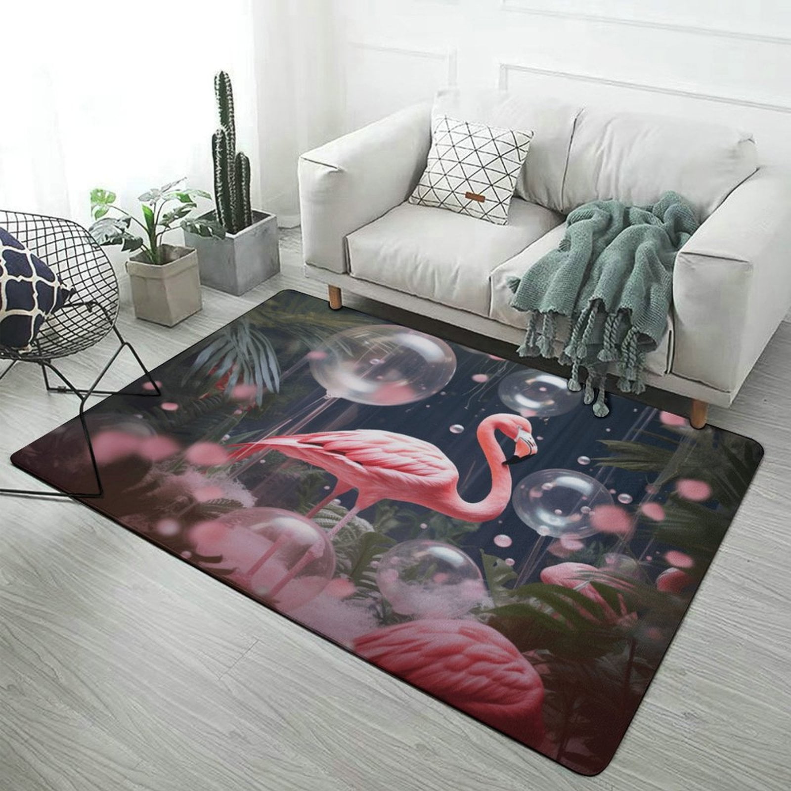 Flamingo Flower Tropical Carpet Rug for Home Living Room Bedroom Sofa ...