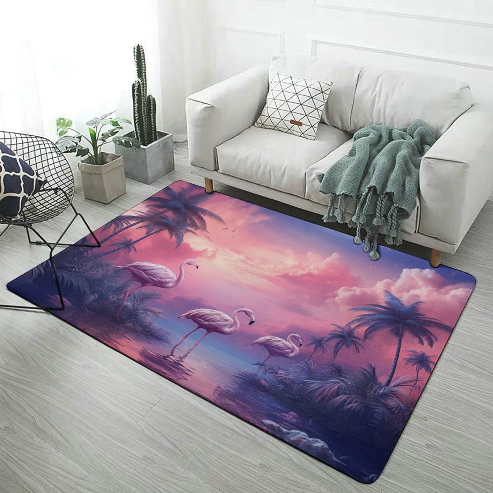 Flamingo Flower Tropical Carpet Style Living Room Bedroom Rug Modern 3d ...