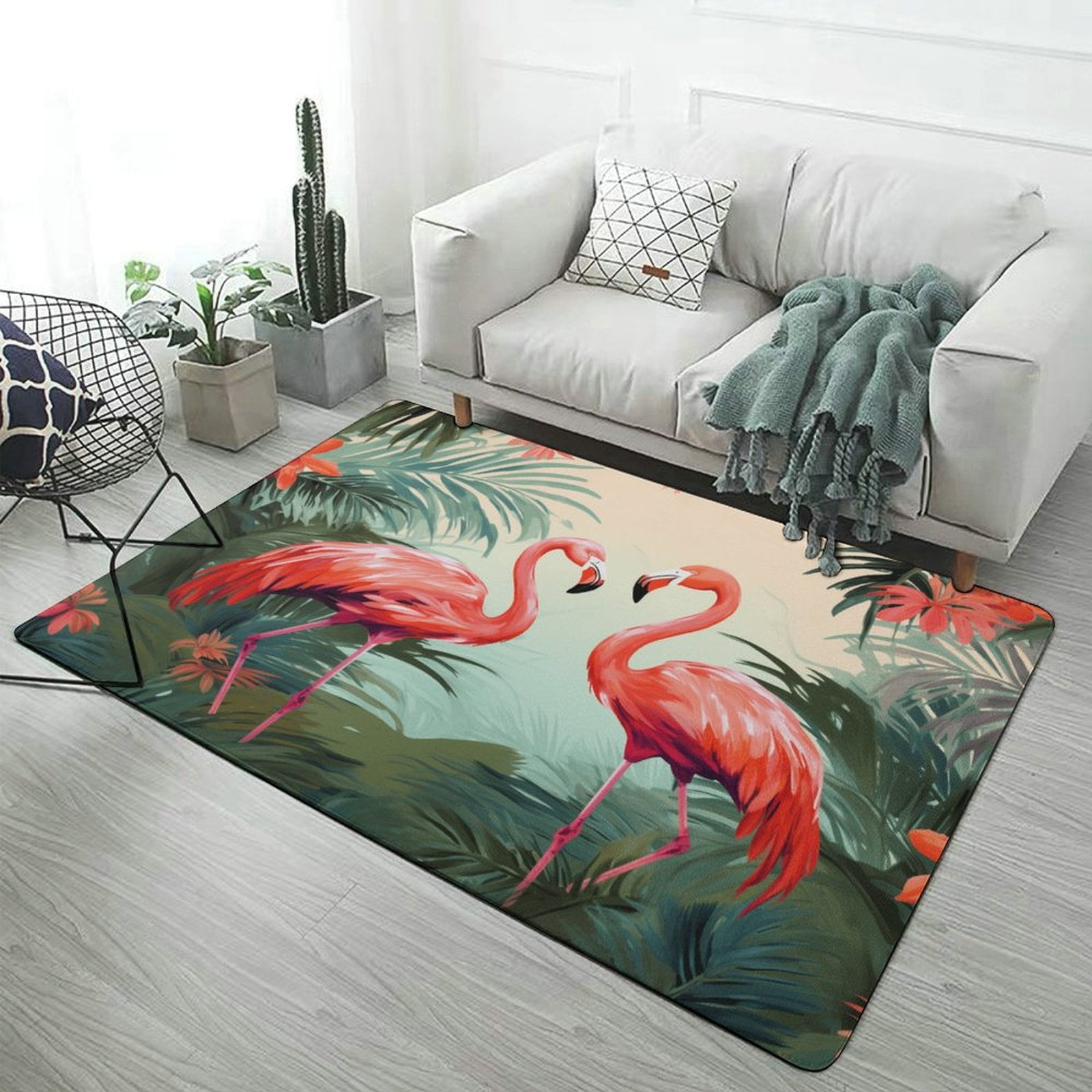 Flamingo Flower Tropical Carpet Style Living Room Bedroom Rug Modern 3d ...