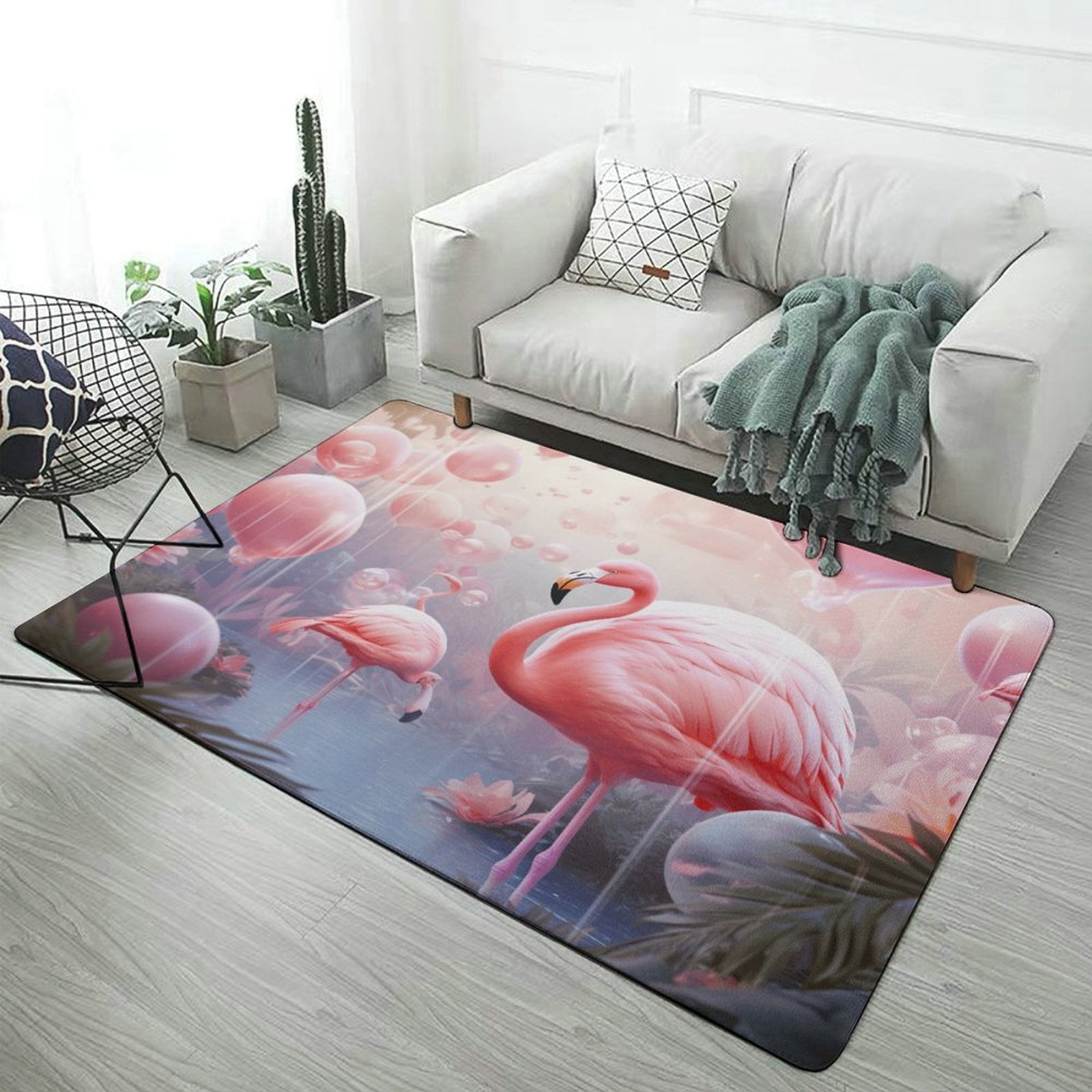 Flamingo Flower Tropical Carpet Style Living Room Bedroom Rug Modern 3d ...