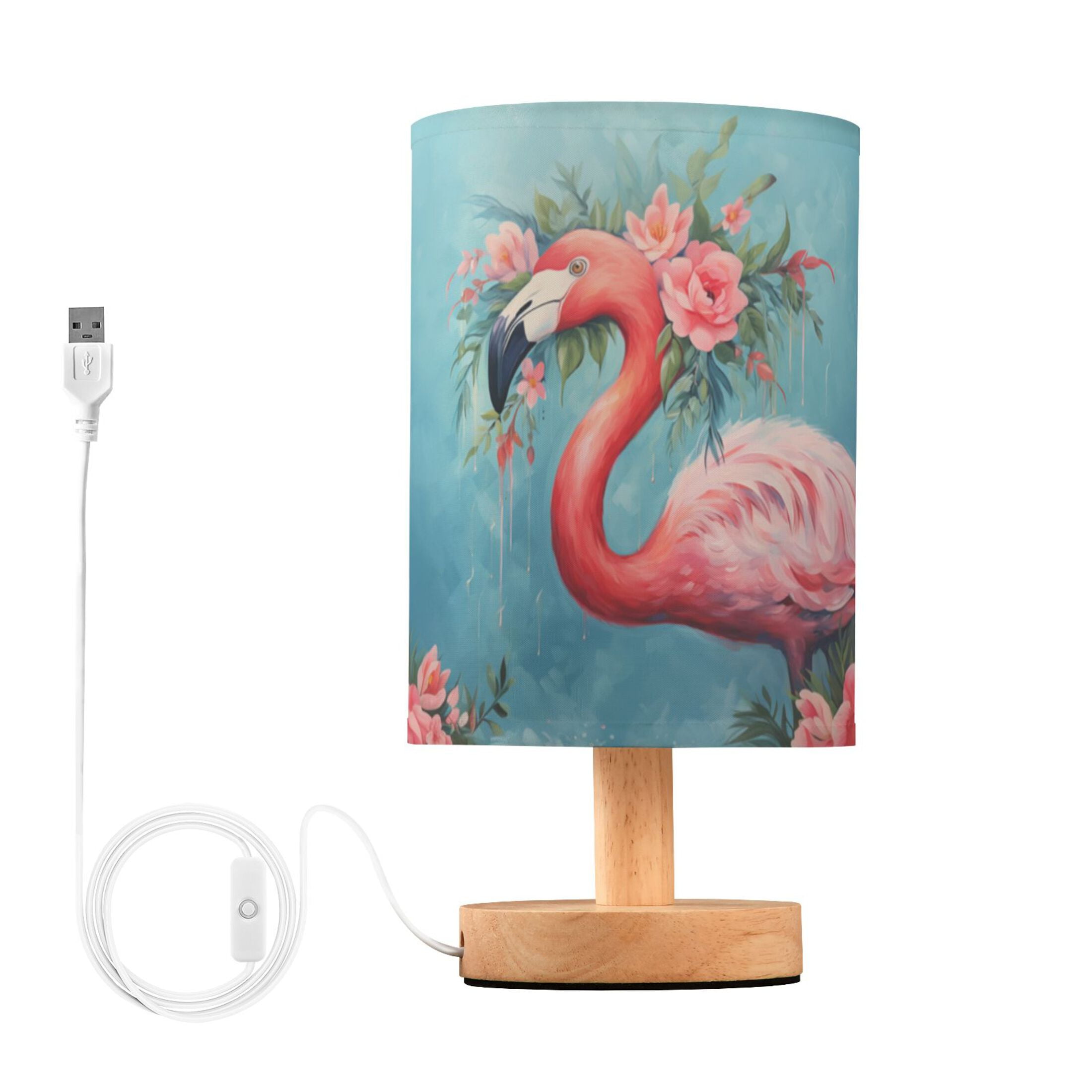 Flamingo Flowers Bedside Table Lamp LED Warm Lights with USB Charging ...