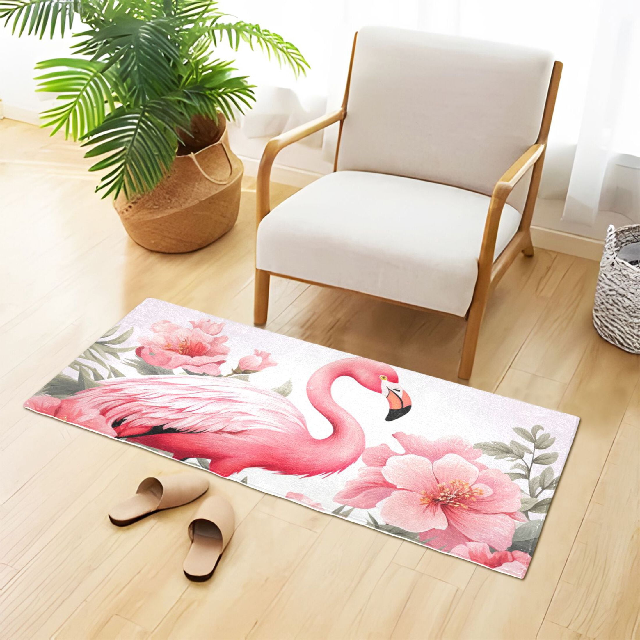 Flamingo Flowers Floral Leaves Bathroom Rug Non Slip Bathroom Mats ...