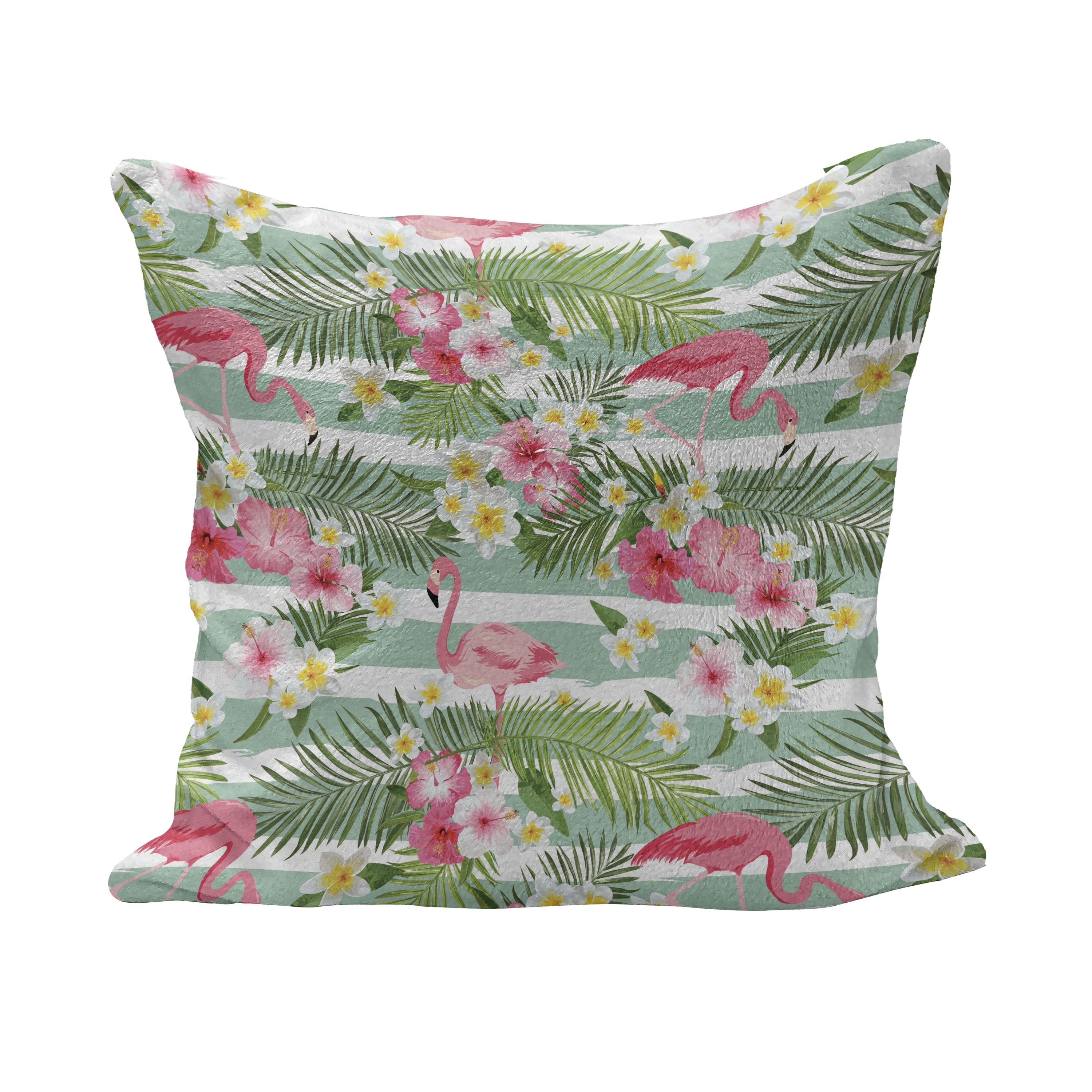Flamingo Fluffy Throw Pillow Cushion Cover, Flamingos with Exotic ...