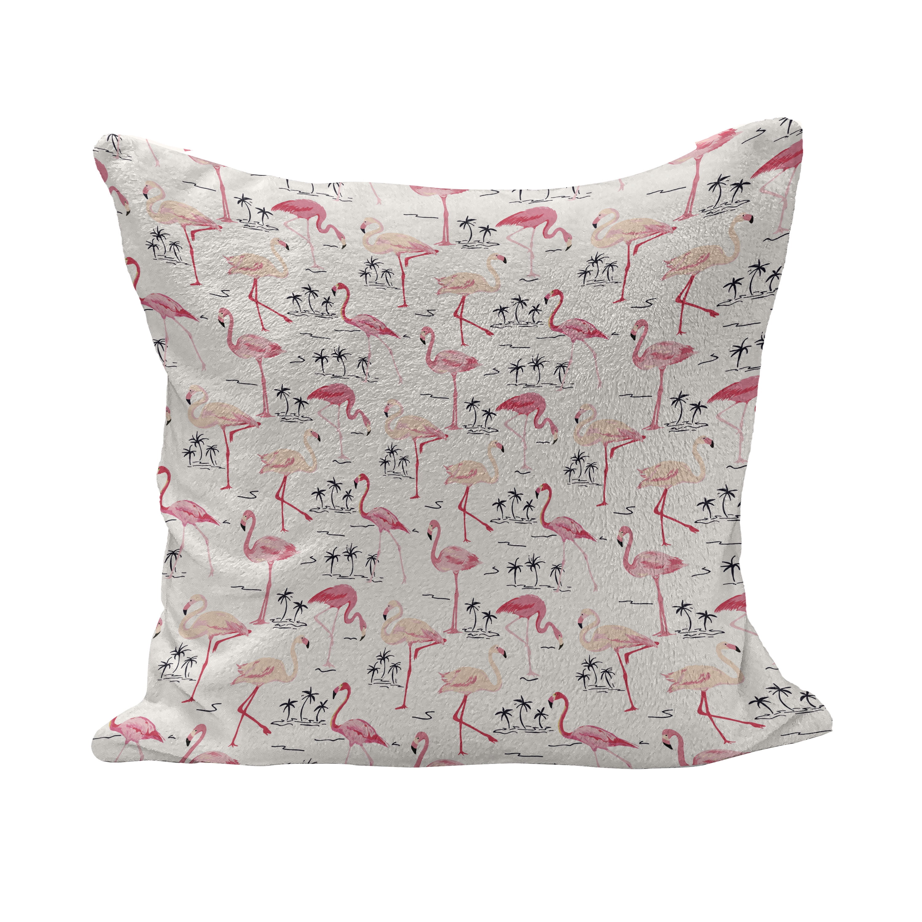 Flamingo Fluffy Throw Pillow Cushion Cover, Flamingos in Vintage Style ...