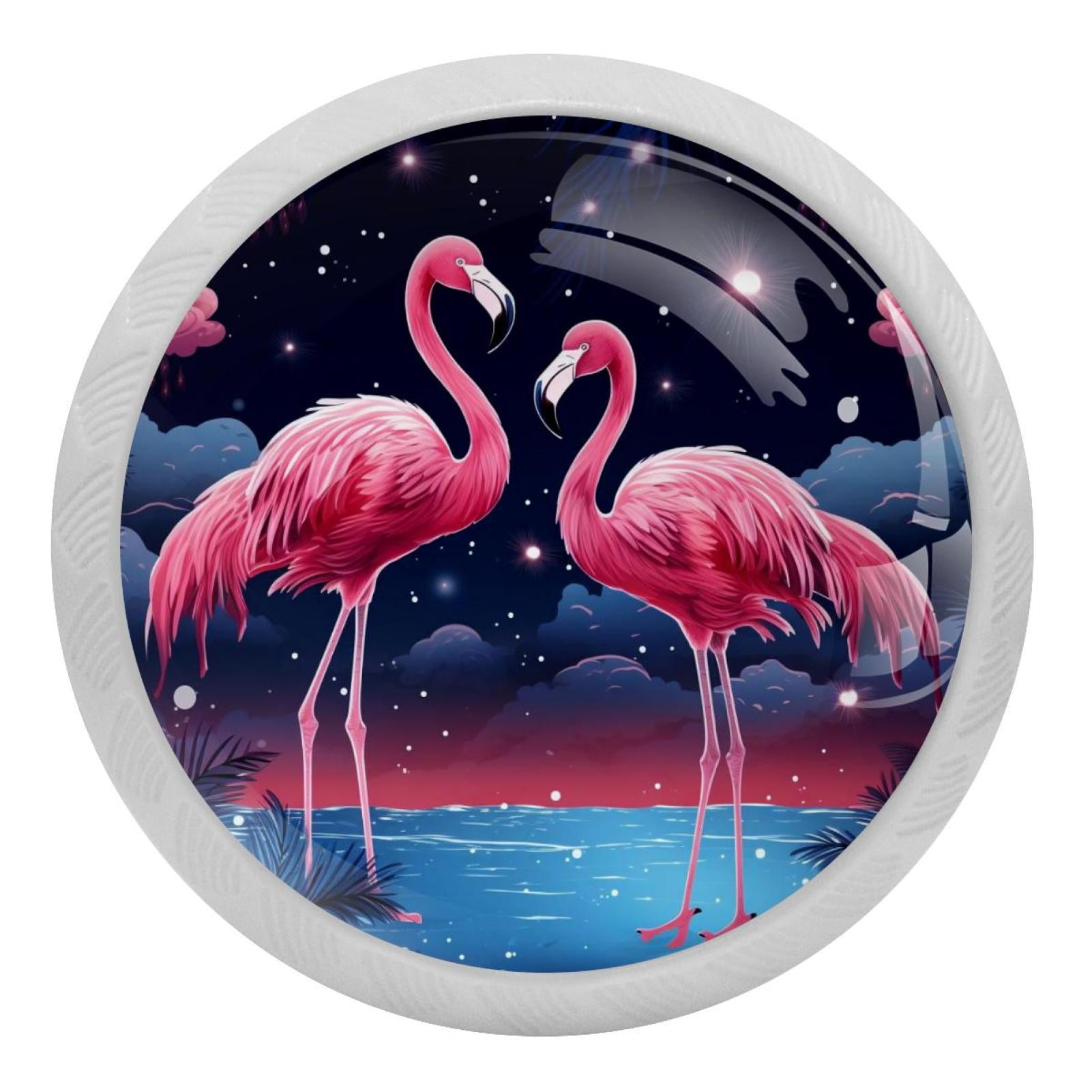 Flamingo Fluorescent Drawer Pulls: Round 4-Pack of Glow-in-the-Dark Knobs - Suitable for ...