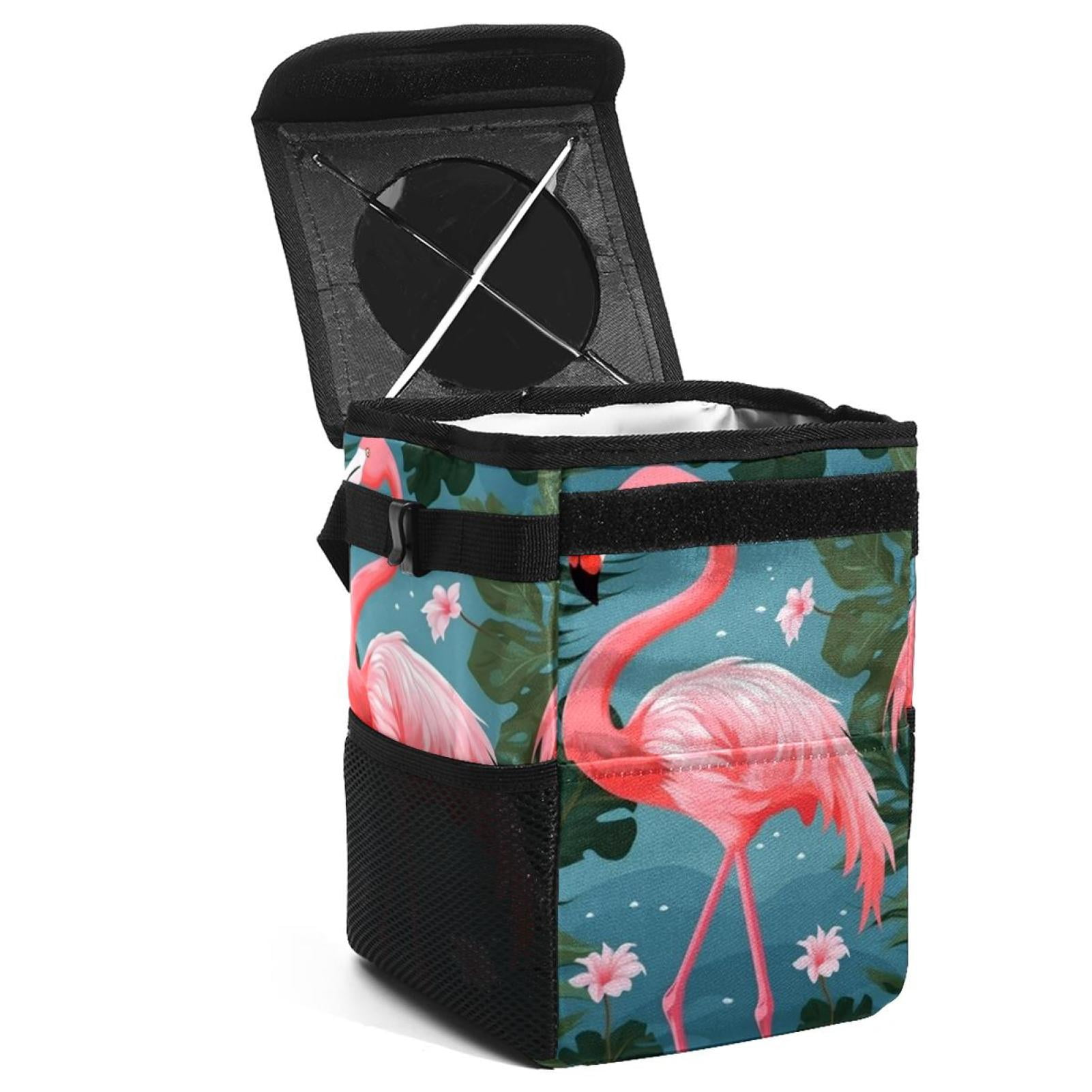 Flamingo Foldable Car Garbage Can with Lid, Leak-Proof Mini Trash Can ...