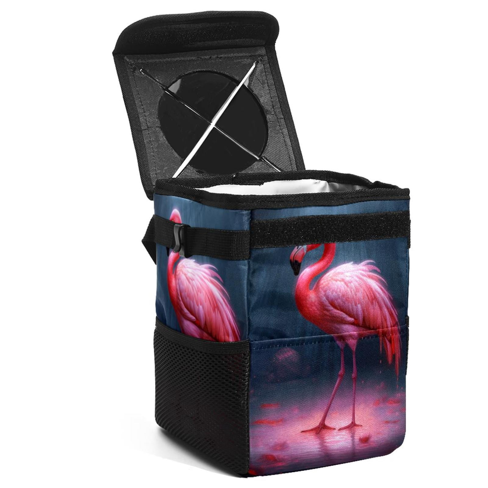 Flamingo Foldable Car Trash Bin with Lid, Leak-Proof Mini Trash Can ...