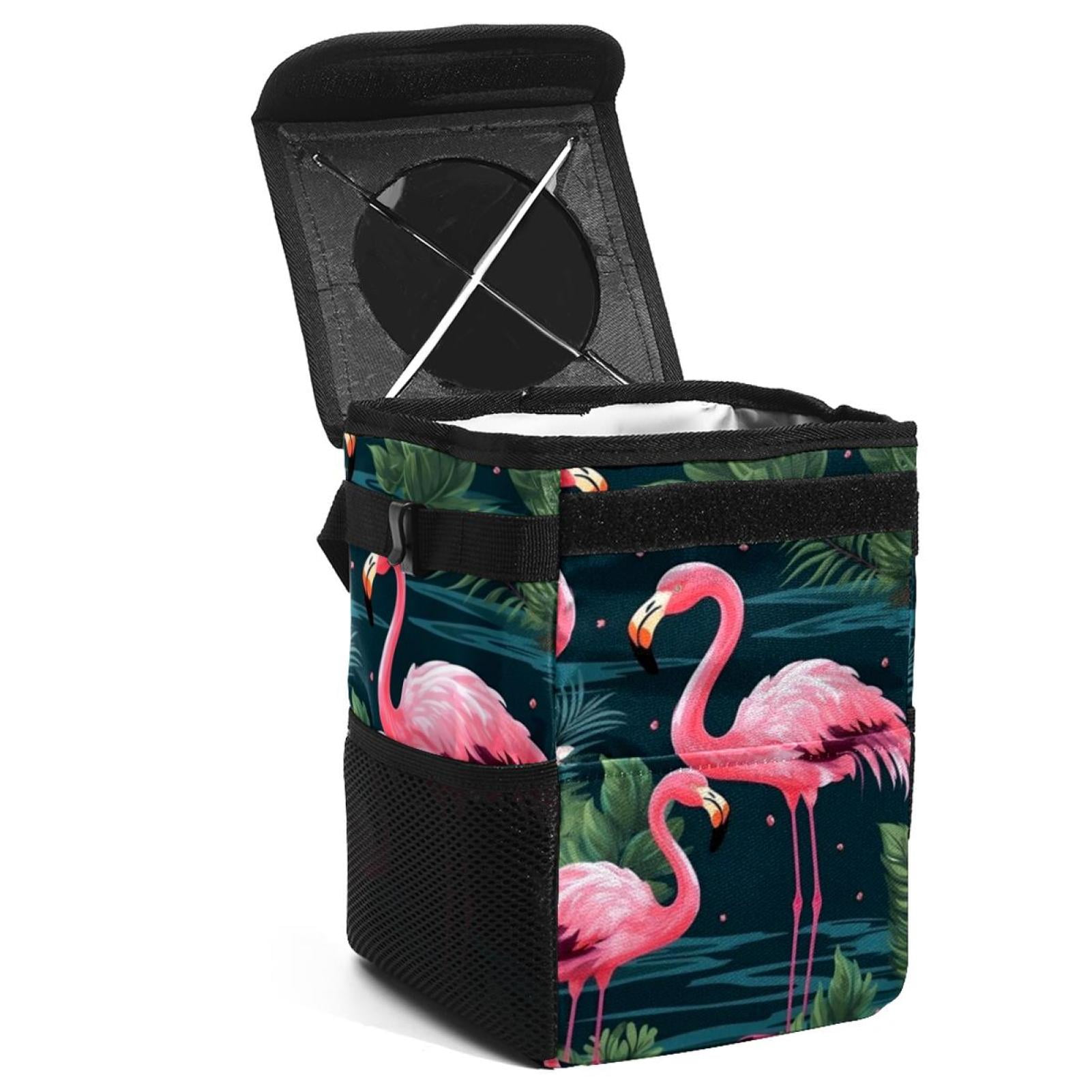 Flamingo Foldable Car Trash Can with Lid and Leak-Proof Hanging Storage ...