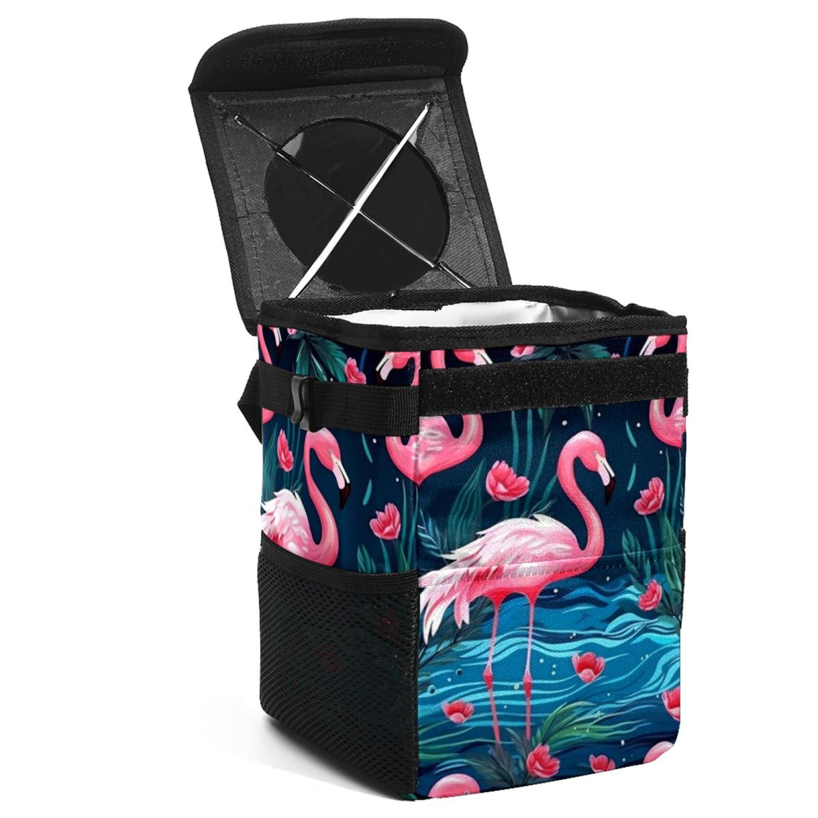 Flamingo Foldable Car Trash Can with Lid and Leak-Proof Hanging Storage ...