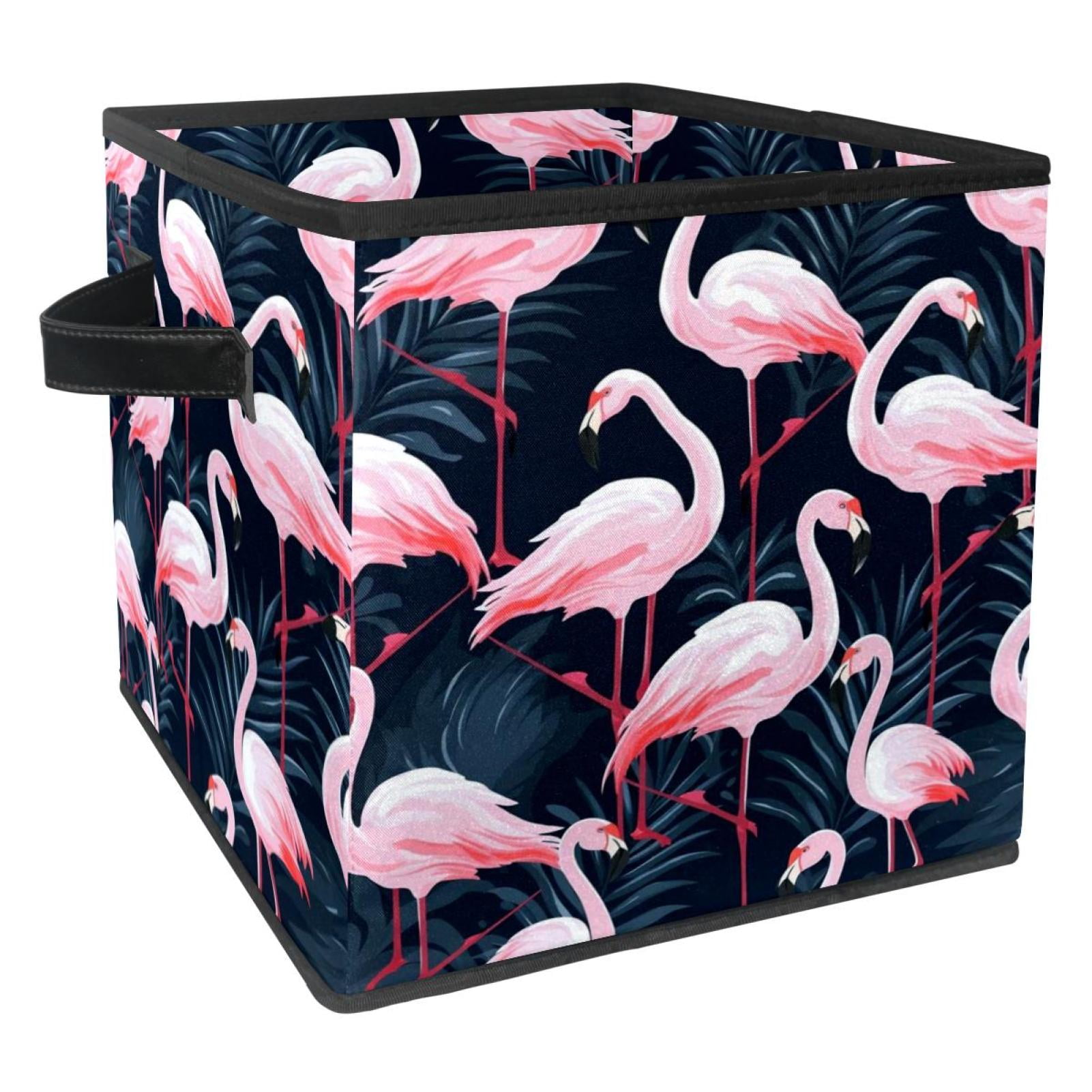 Flamingo Foldable Clothes Storage Baskets with Handle - 10.8"x10.5"x10 ...